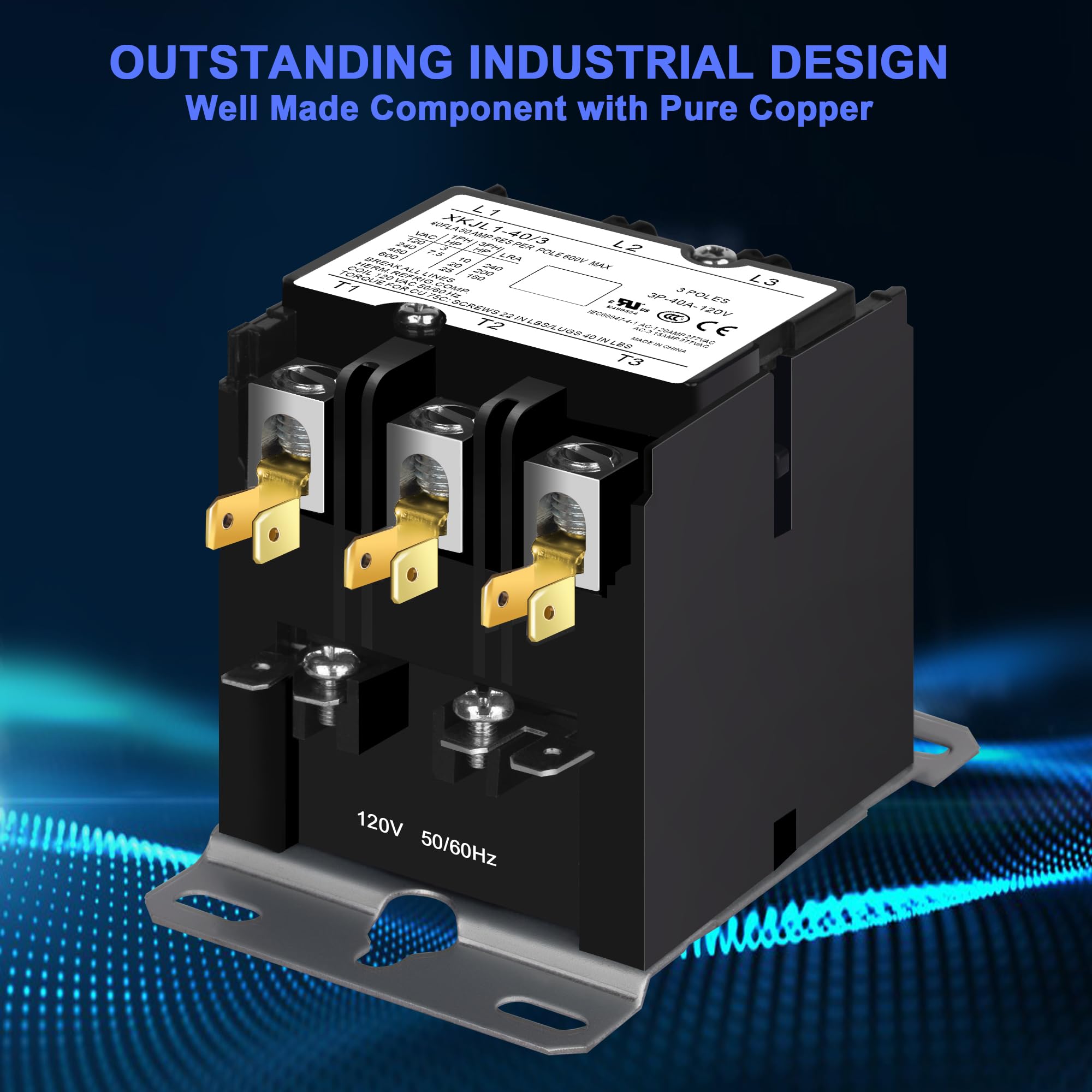 Snapklik.com : FOCSPROD HVAC Contactor, 40 Amp 3 Pole Contactor 120V ...