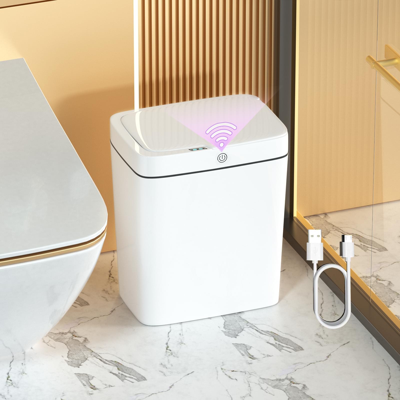 Onadak 3 Gallon Automatic Bathroom Trash Can, Touchless Motion Sensor ...