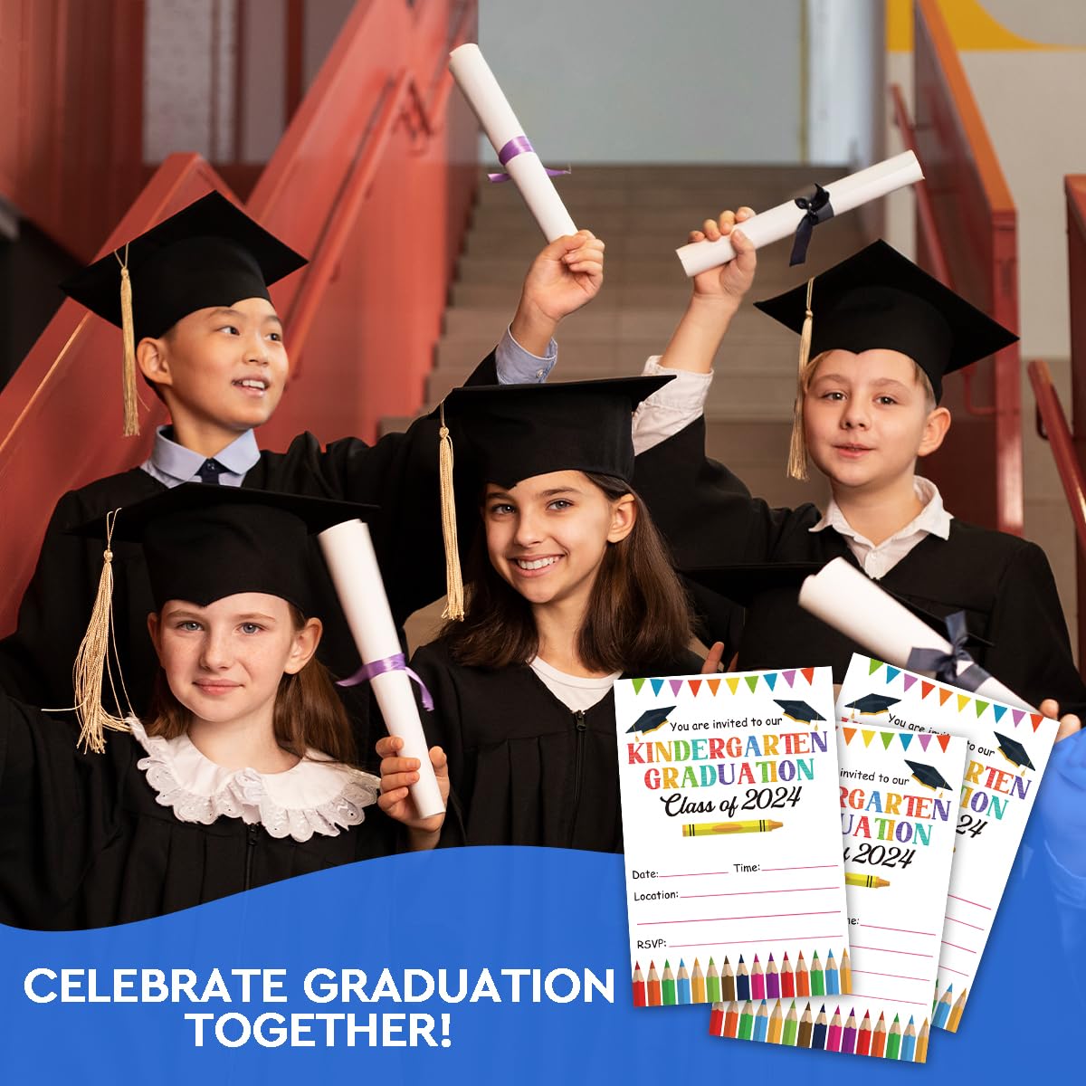 Kindergarten Class Graduation Party Invitations Editable Graduation