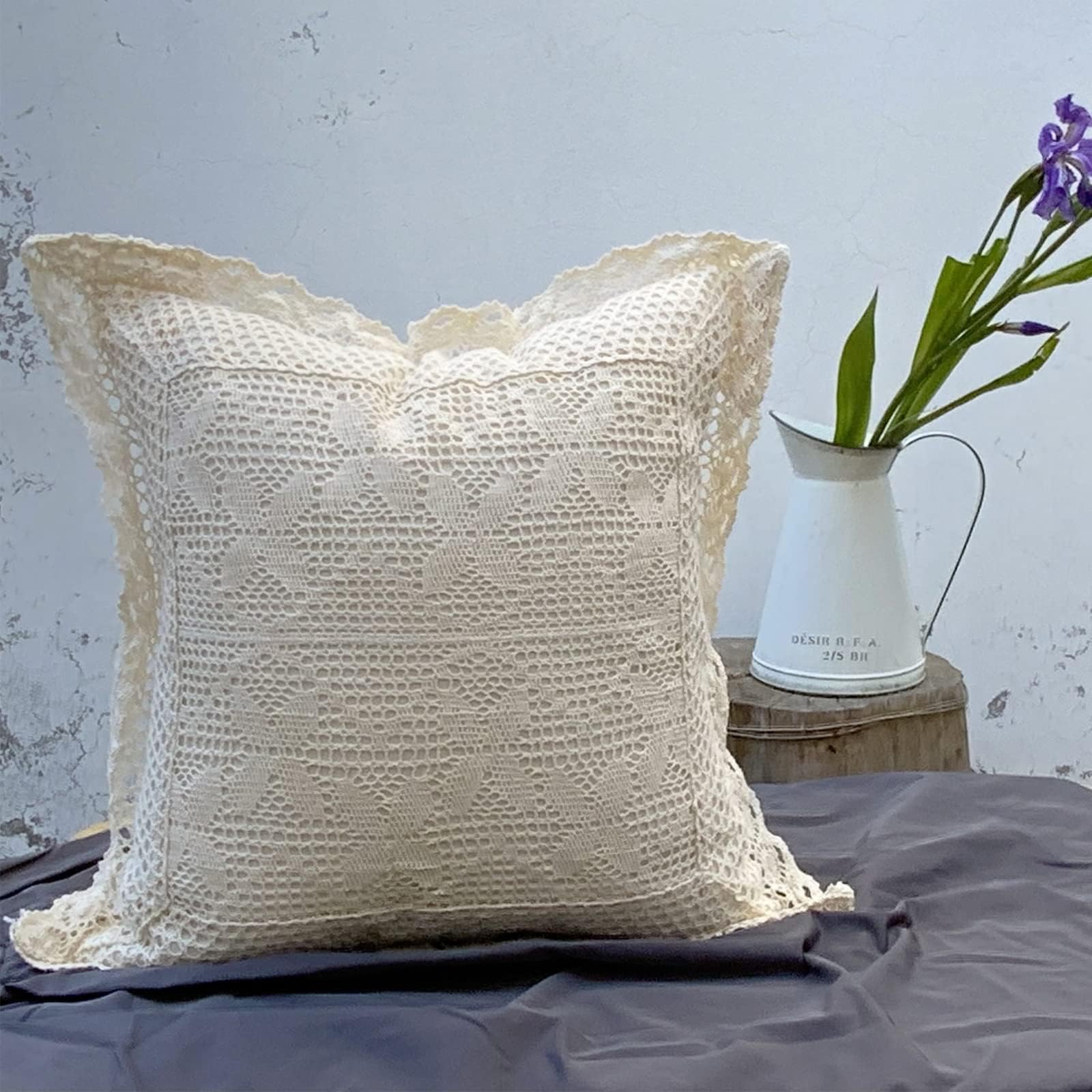 Amazon.com: HOHOHM 18 Inch Cotton Lace Throw Pillow Covers for Home ...