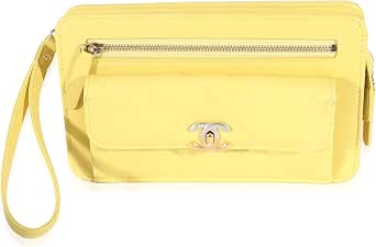 Amazon.com: Chanel, Pre-Loved Yellow Lambskin Quilted Front Pocket ...