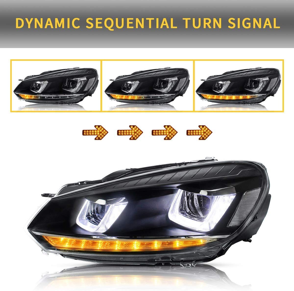 Buy VLAND LED DRL Headlights Compatible for V-W Golf 6 MK6 TSI 2008 ...