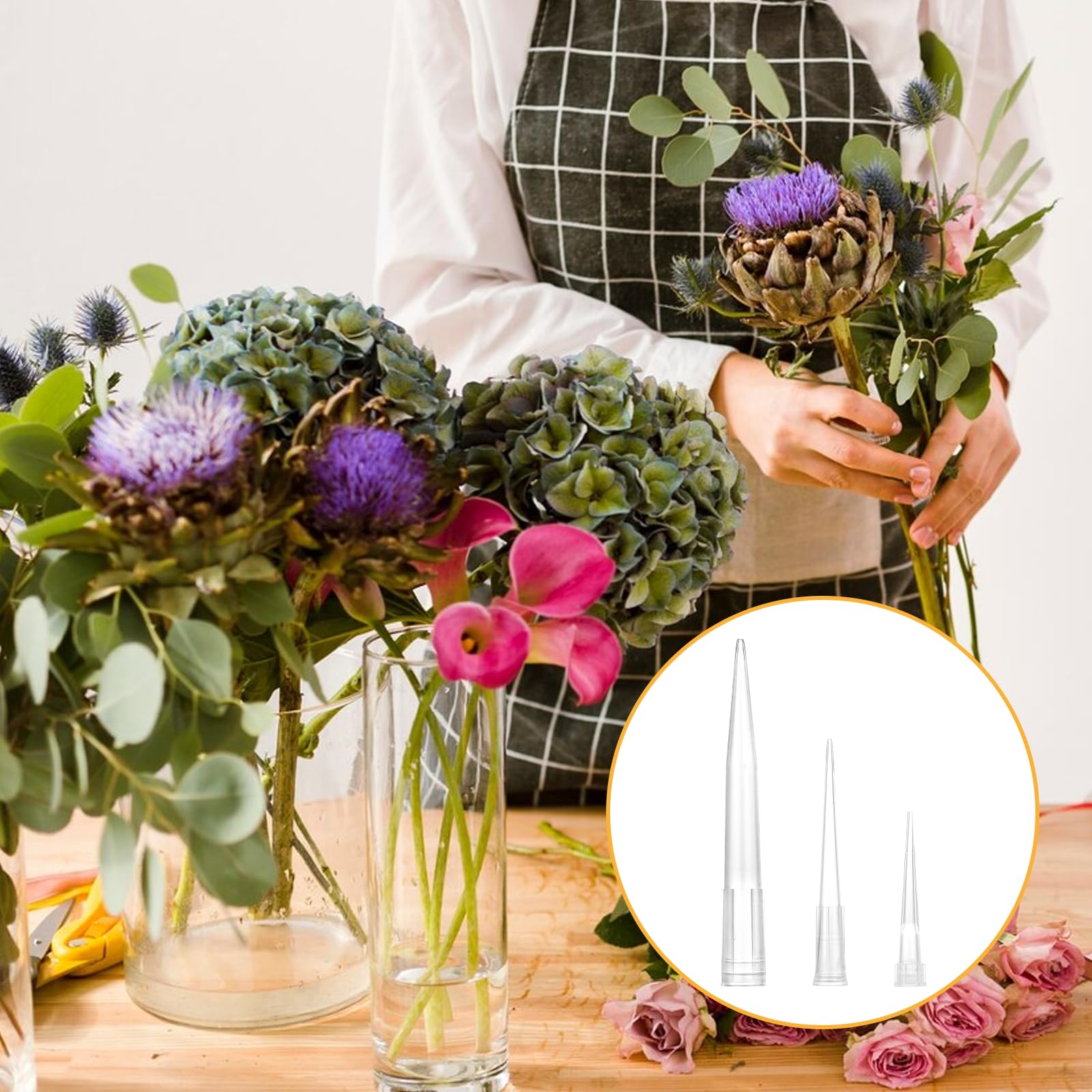 Florarl Spike For Flower Arrangement Floral Tubes Clear Plastic Flower