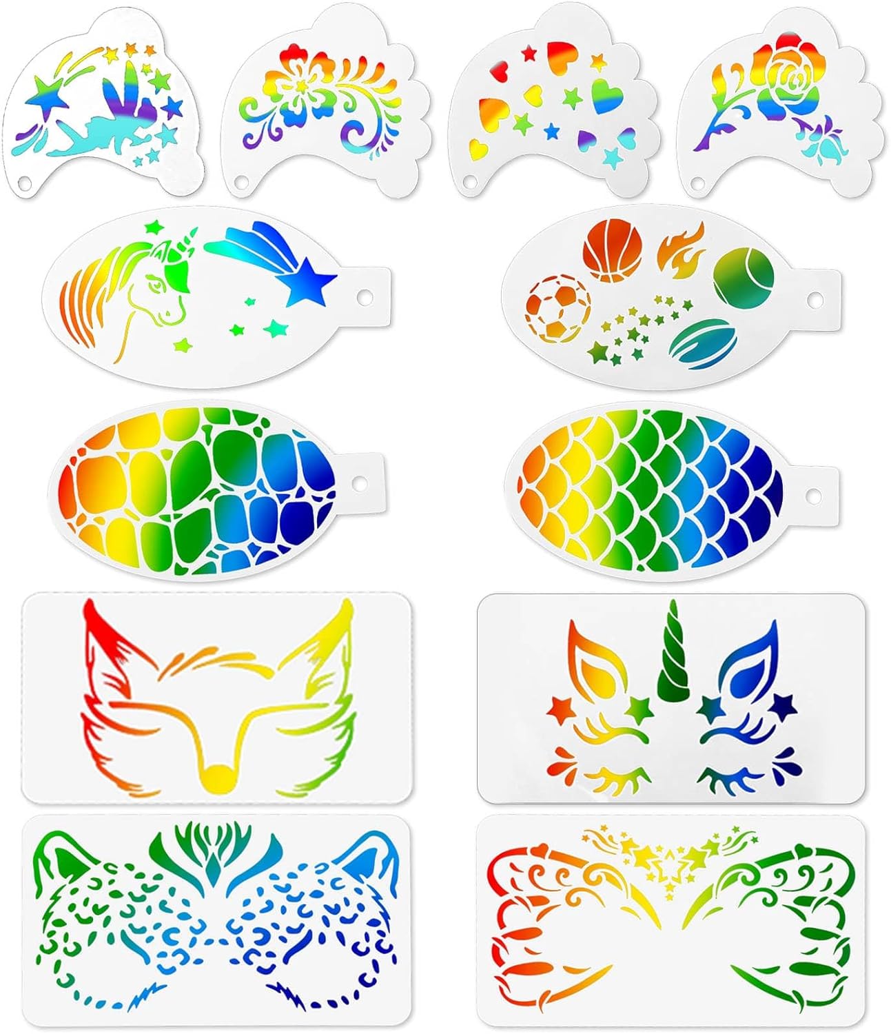 Amazon.com: 12PCS Face Paint Stencils Kit Reusable Facial Painting ...