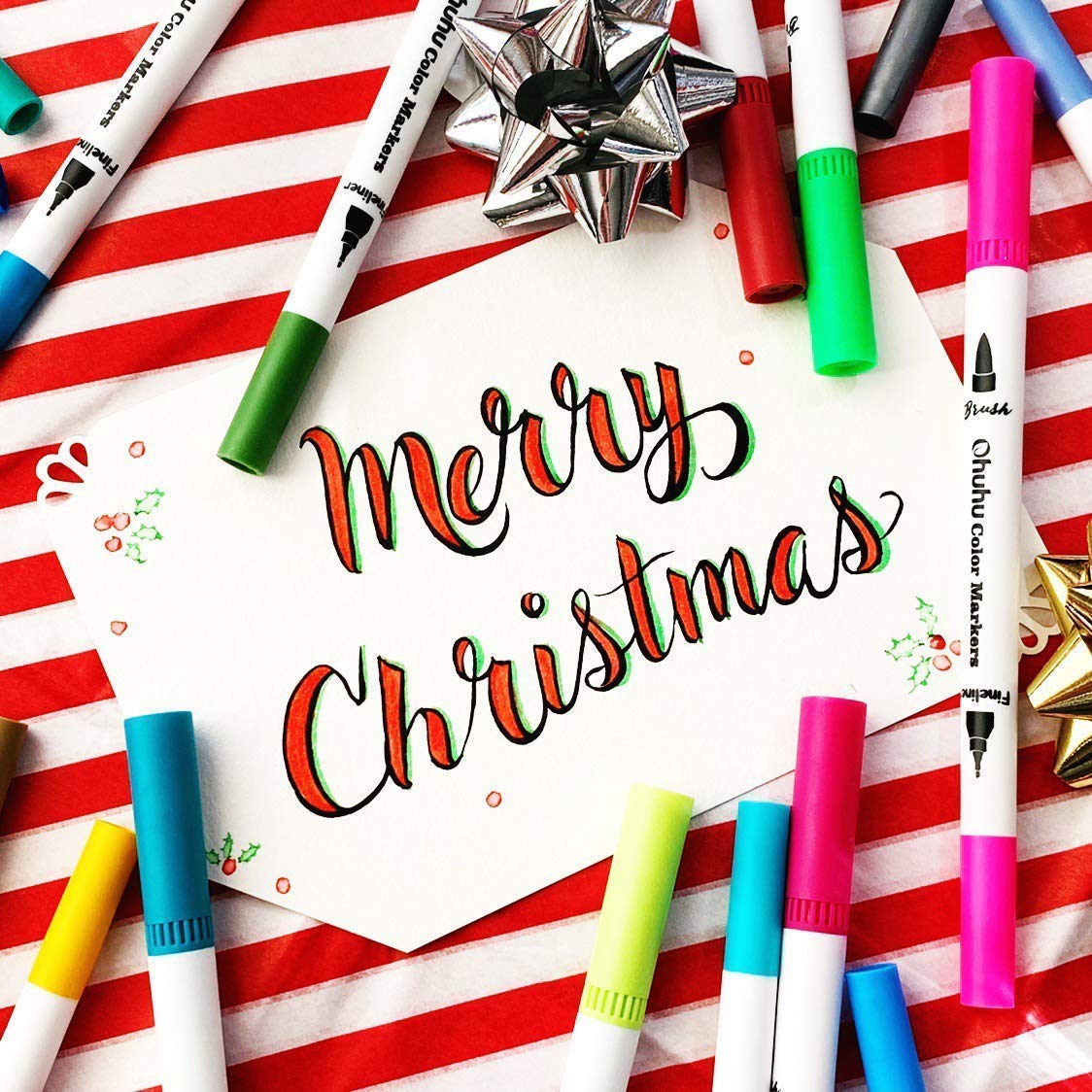 100 Colours Colouring Pens - Ohuhu Dual Tip Brush Pens Felt Tip Pens ...