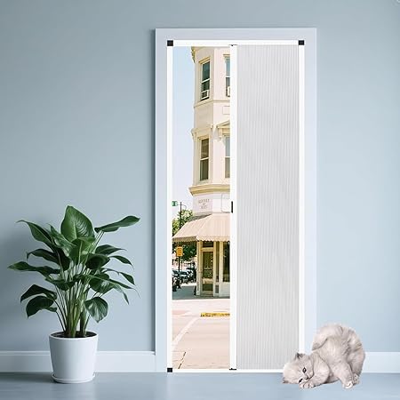 Pounjsd Folding Accordion Door, Concertina Door, White Cellular Fabric ...