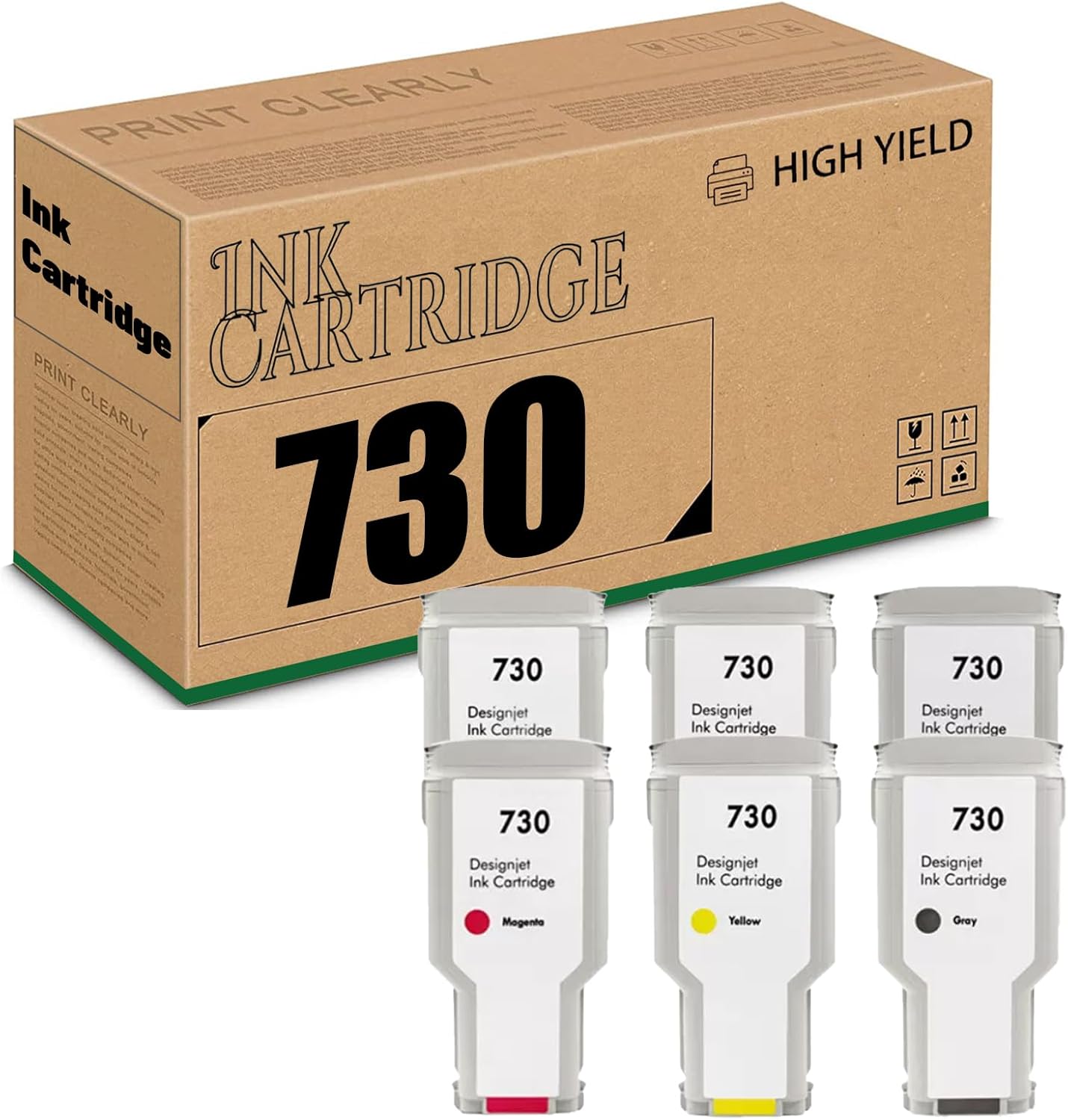 Amazon.com: XNINJA Compatible for HP 730 Ink Cartridge Replacement for Designjet T1600 T1700 ...