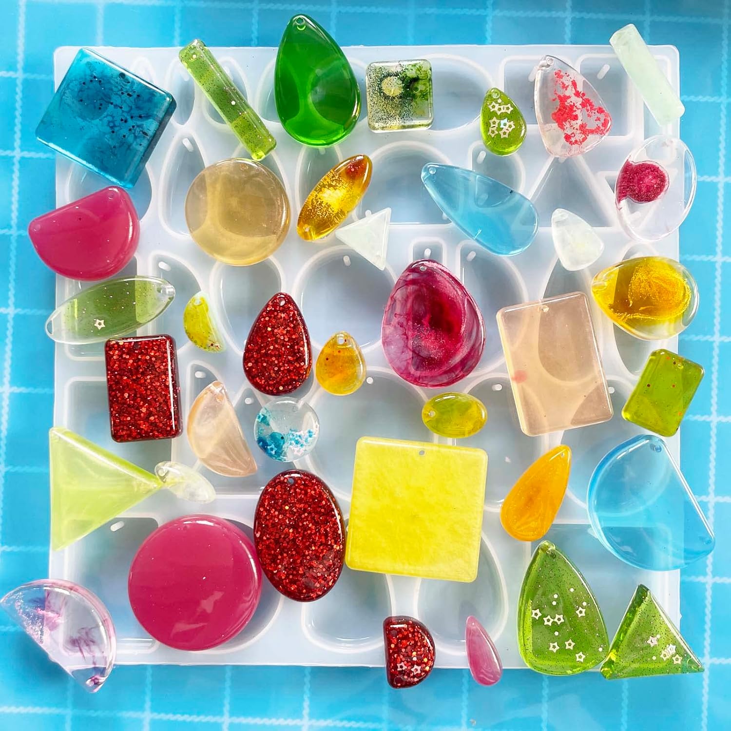 Szecl 38 Cavities Jewelry Pendant Resin Molds Chain Set Silicone ...