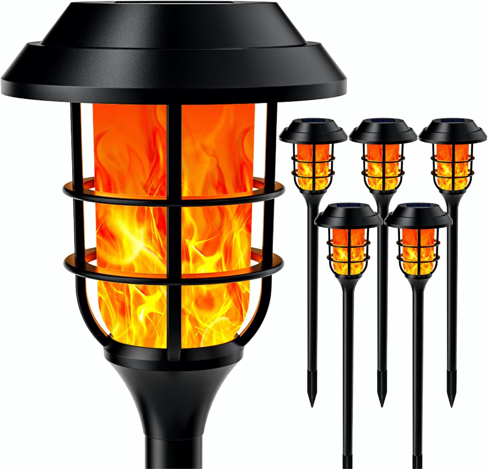 ZOOHAR Solar Outdoor Lights, Waterproof Pathway Torches, LED Metal ...