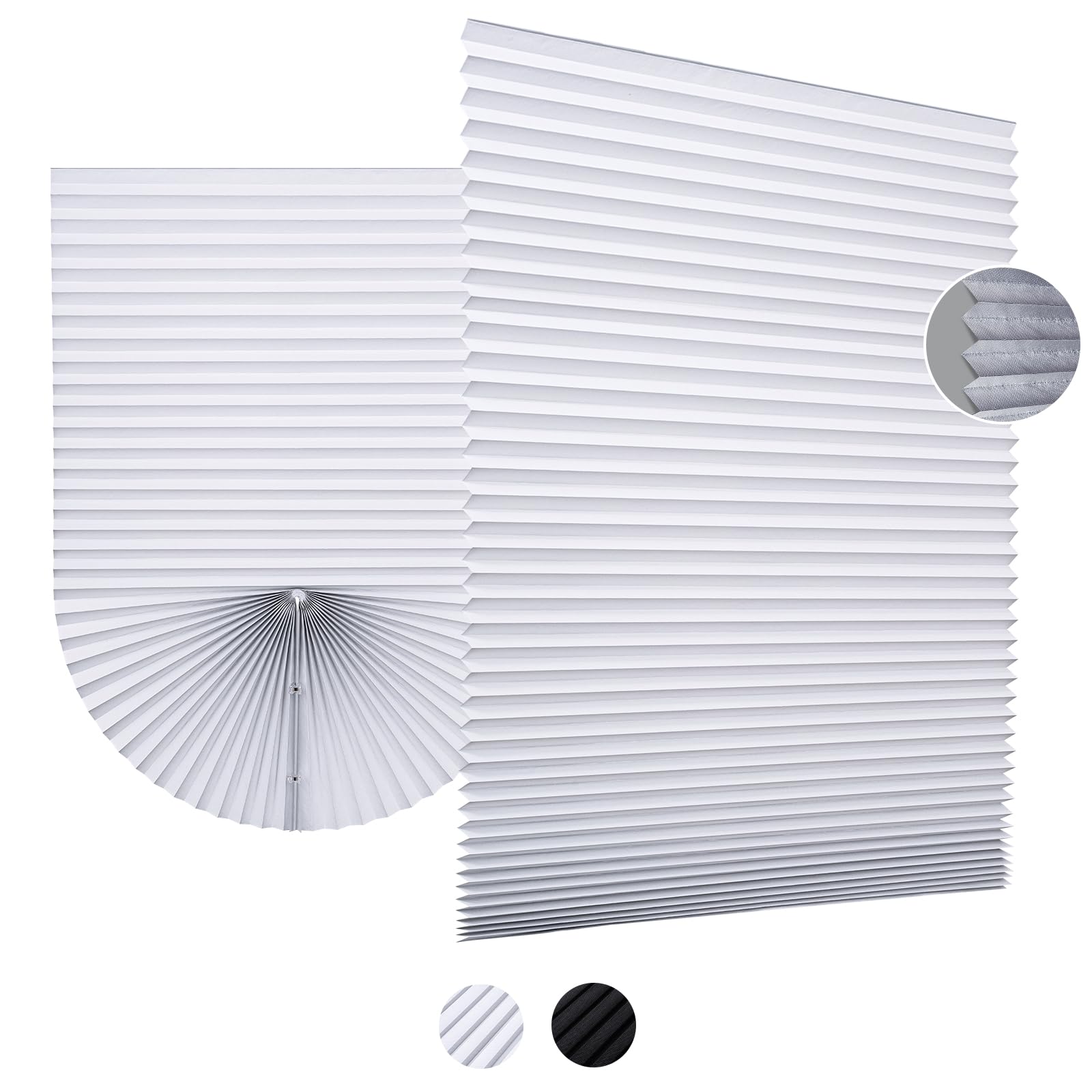 Amazon.com: UrMoon Adhesive Temporary Pleated Shades 6 Packs Blackout ...