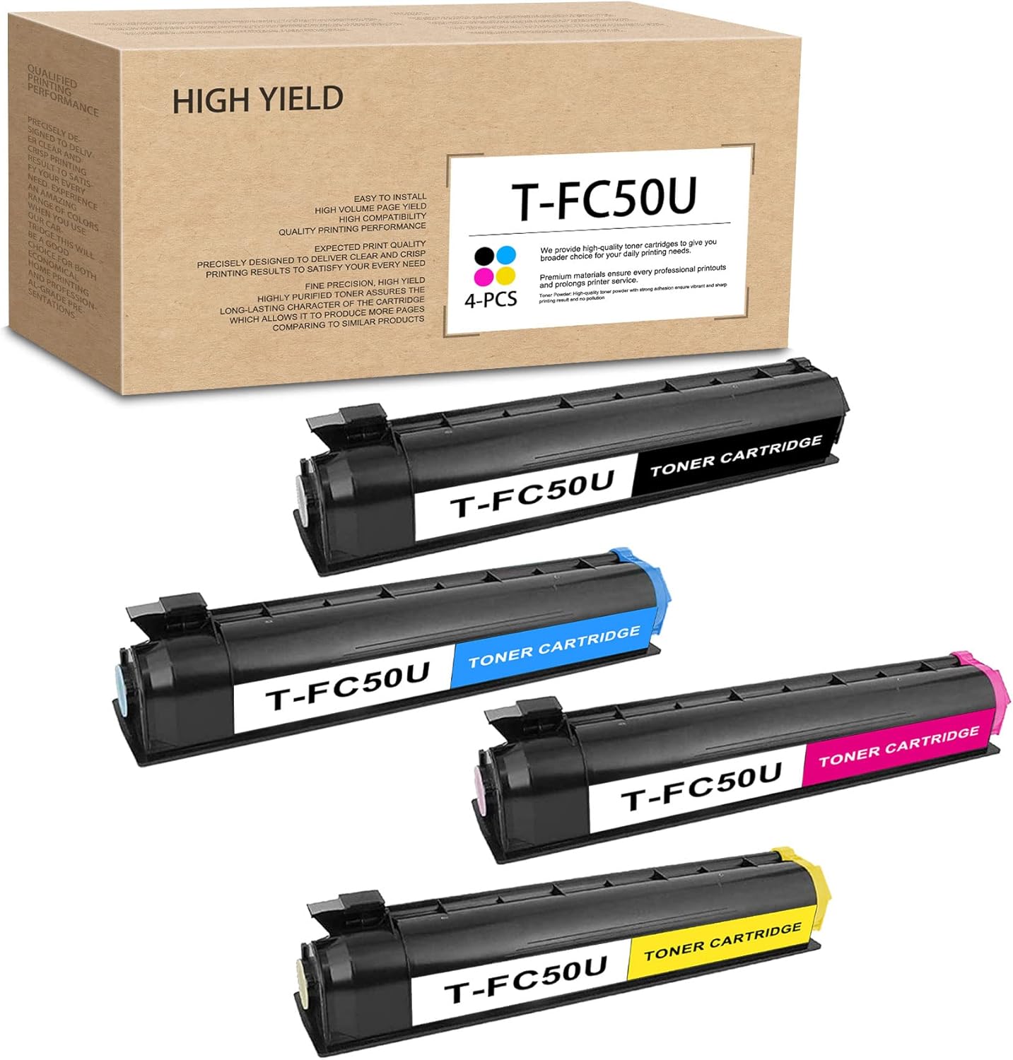 Amazon.com: Drawn 4 Pack(1BK+1C+1M+1Y) Compatible T-FC50U High-Yield ...