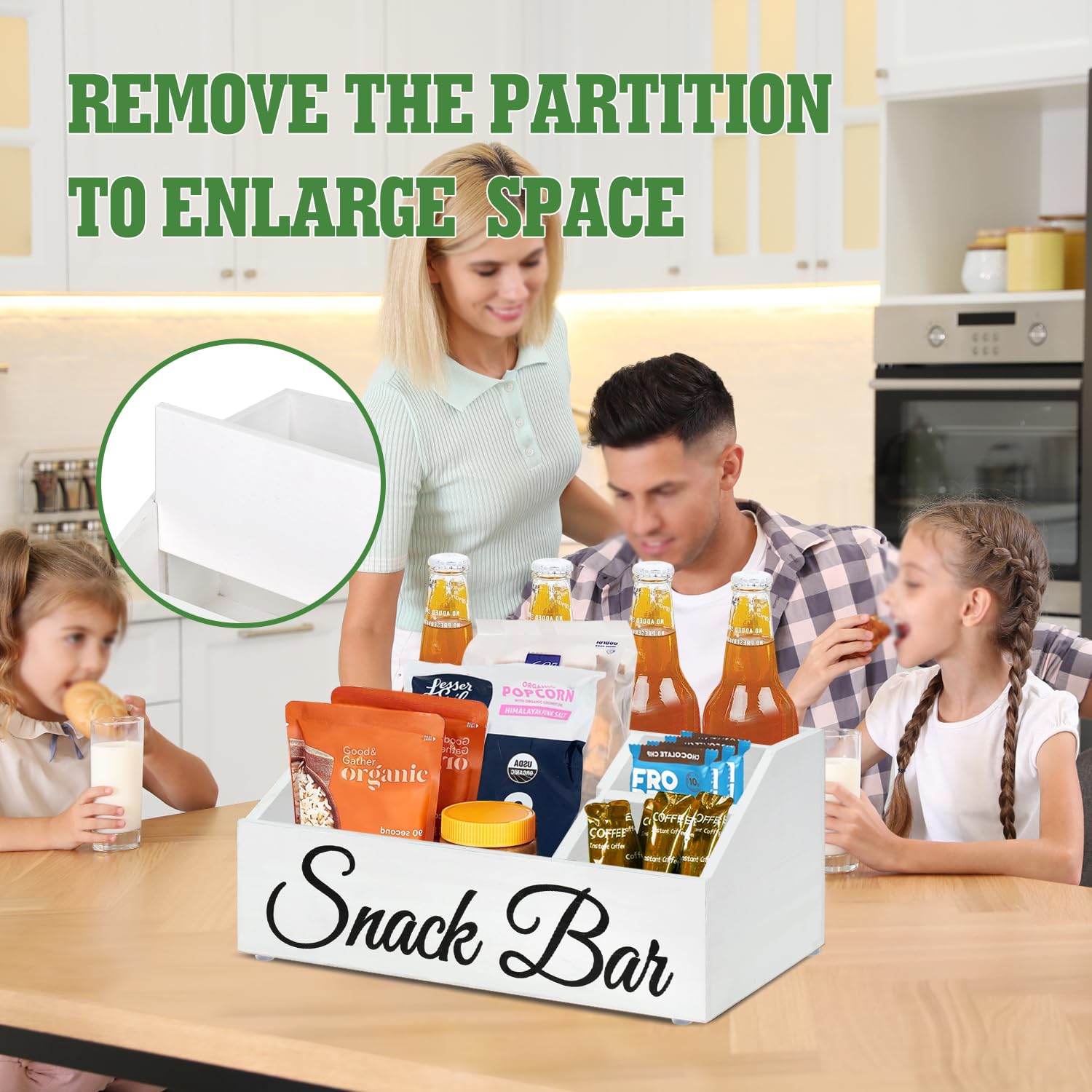 Snapklik.com : Snack Organizer For Countertop, Wooden Snack Tray And ...
