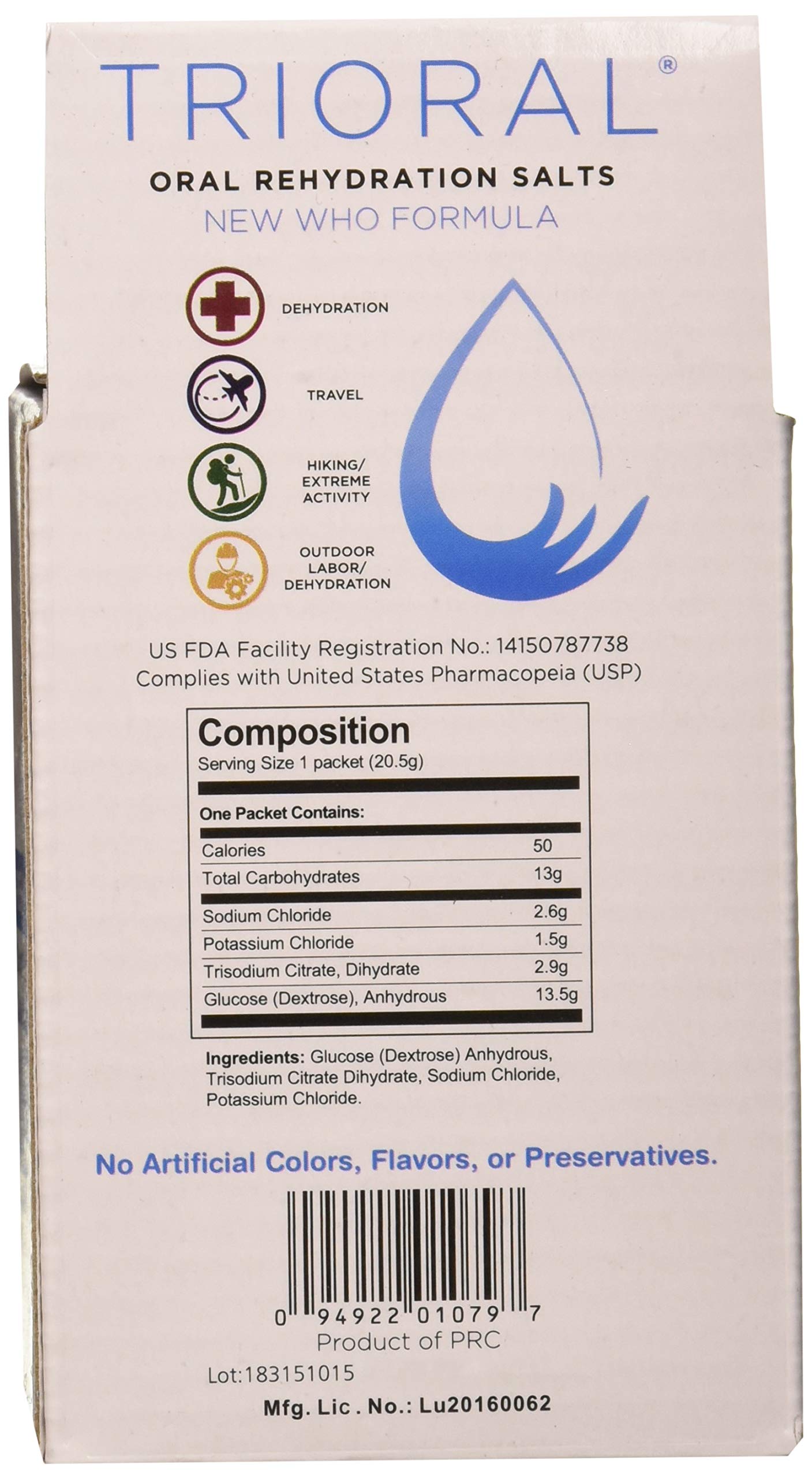 TRIORAL - Oral Rehydration Salts ORS (15, One Liter Packets/Box) World ...
