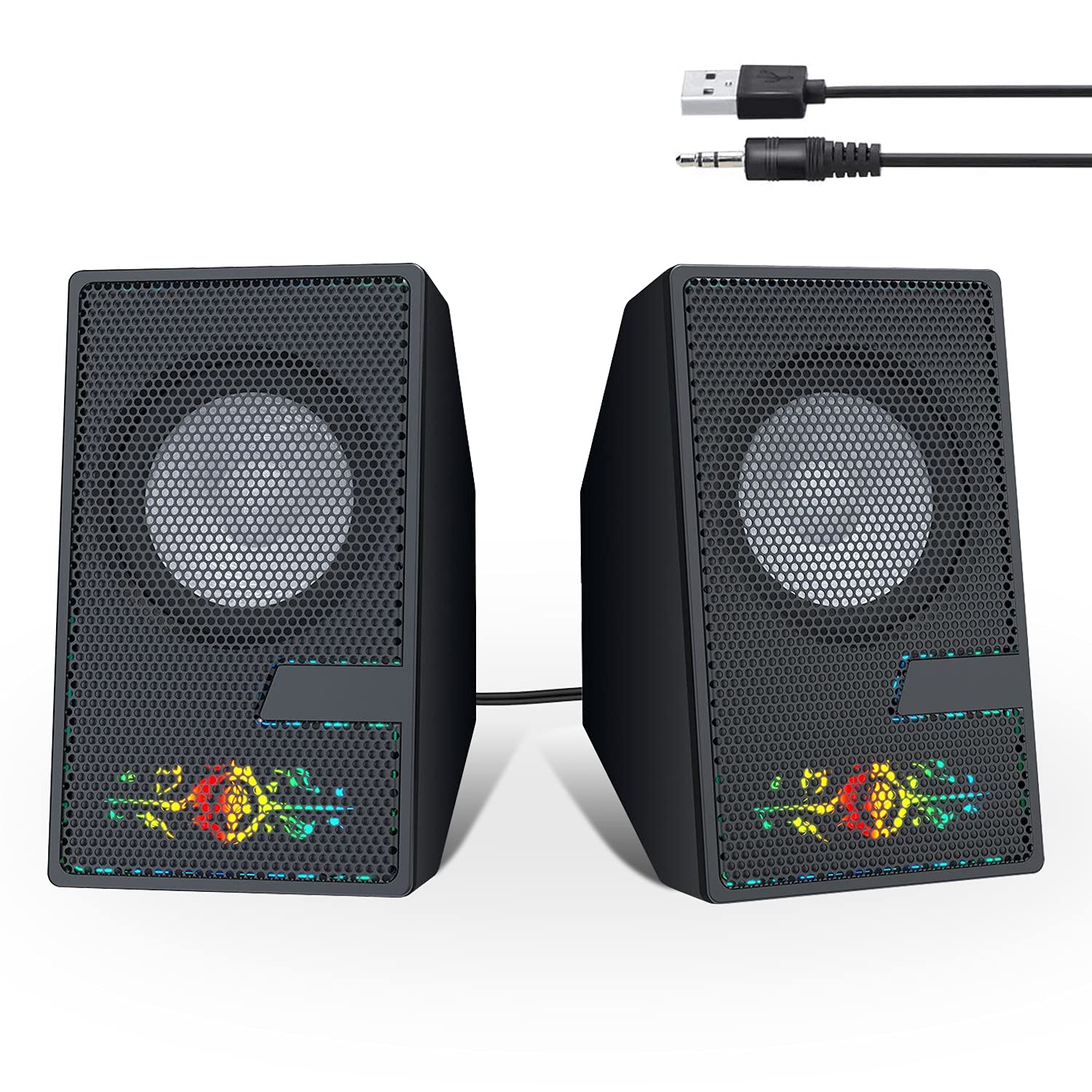 Buy Computer Speakers, D7 Desktop Speakers USB Powered with Flashing ...