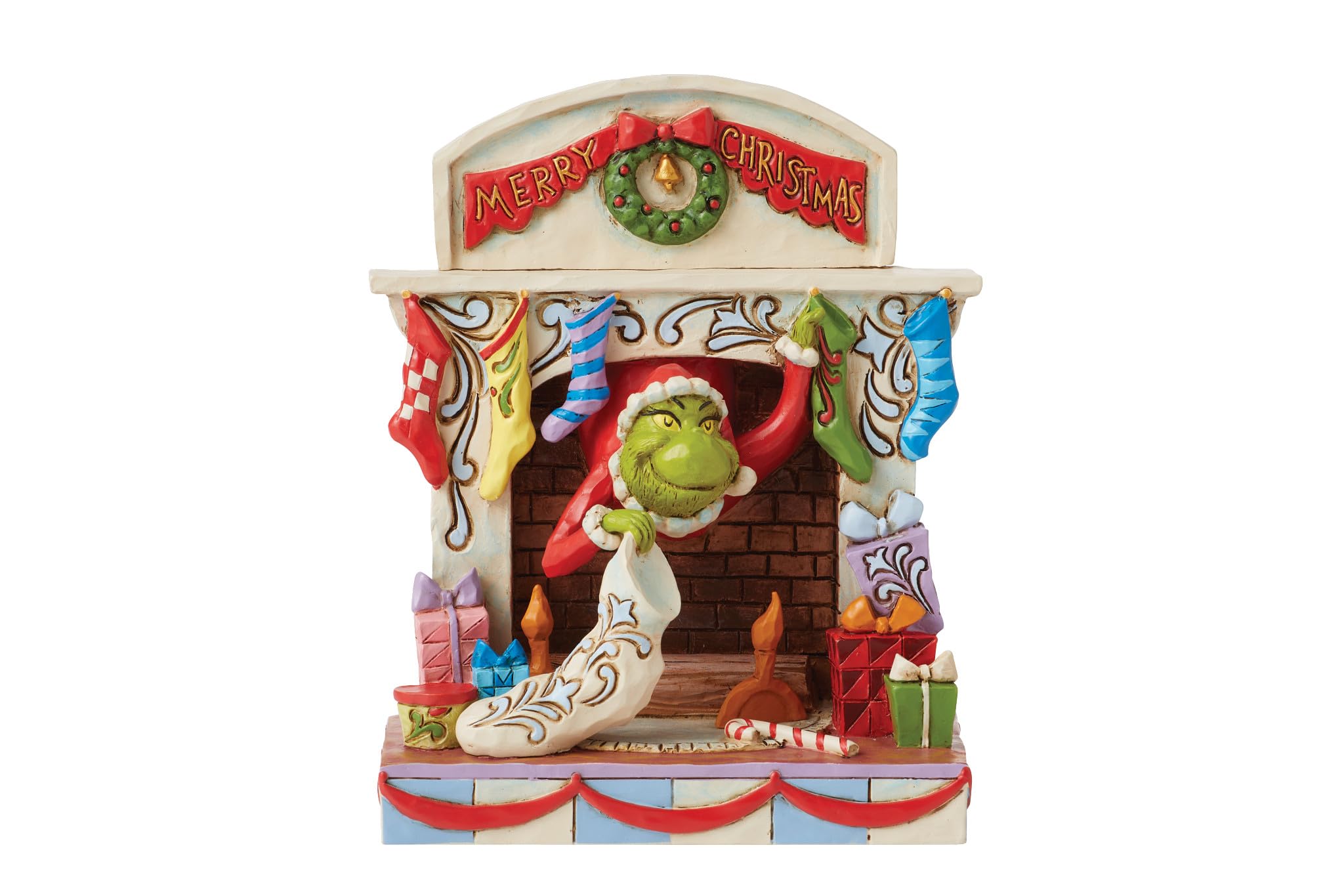 Amazon.com: Enesco Dr. Seuss Grinch by Jim Shore Santa Grinch Peeking ...