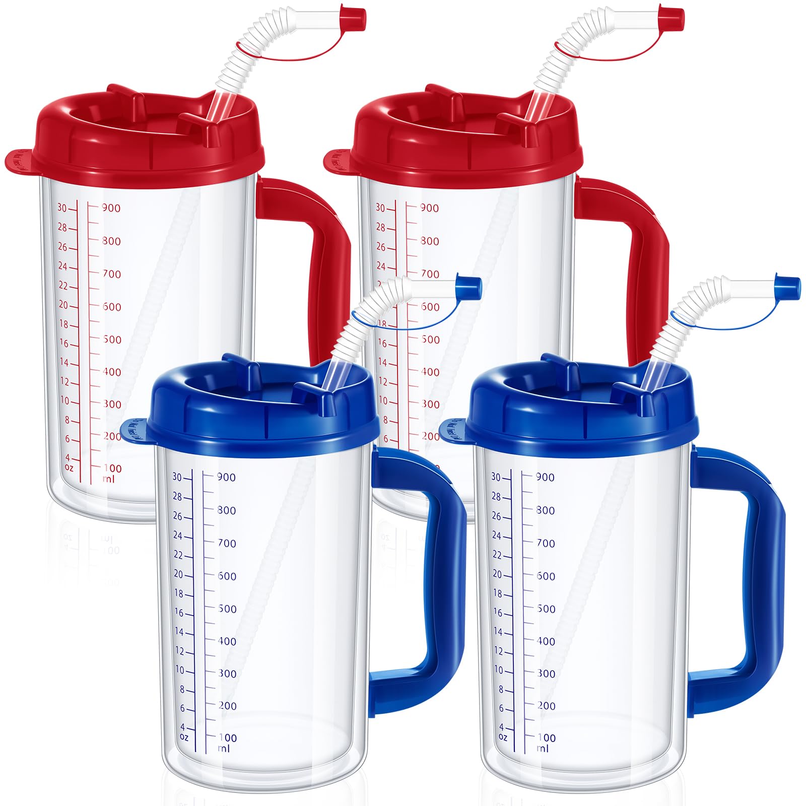 Amazon.com: Kritkin 4 Pcs 32 oz Hospital Water Cup with Straw and Lid ...