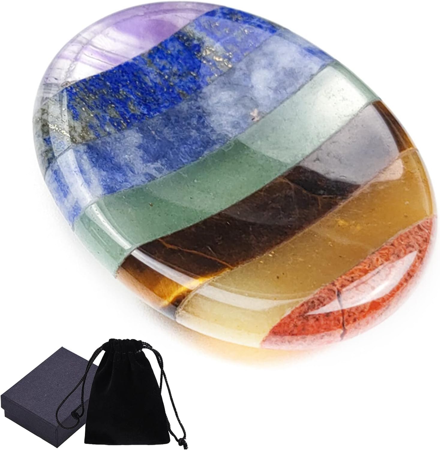 Chakra Worry Stone for Anxiety, Healing Crystal Thumb Worry Stones ...
