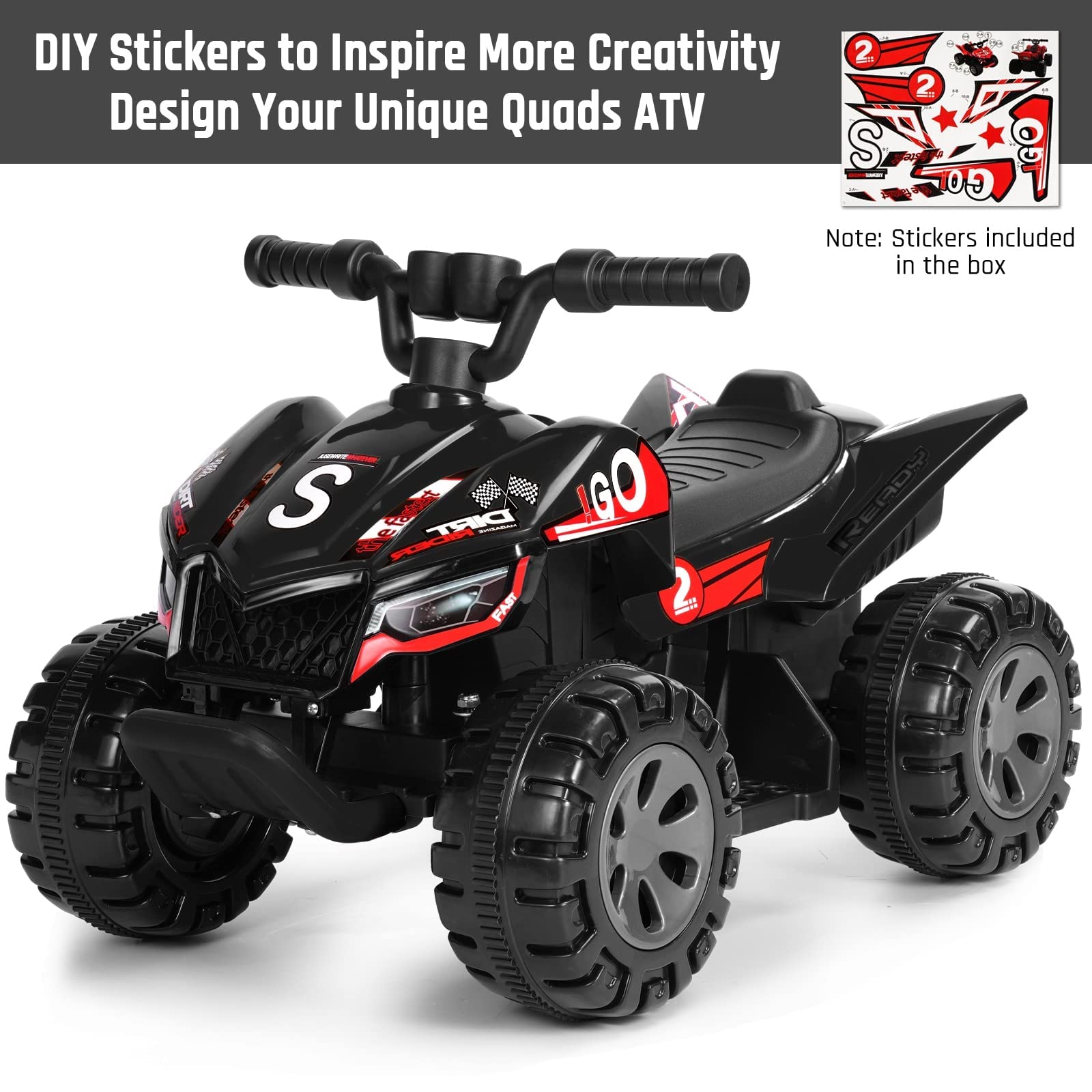 TEOAYEAH 25W Toddlers ATV, Wireless Music, 6V Battery Powered Electric ...