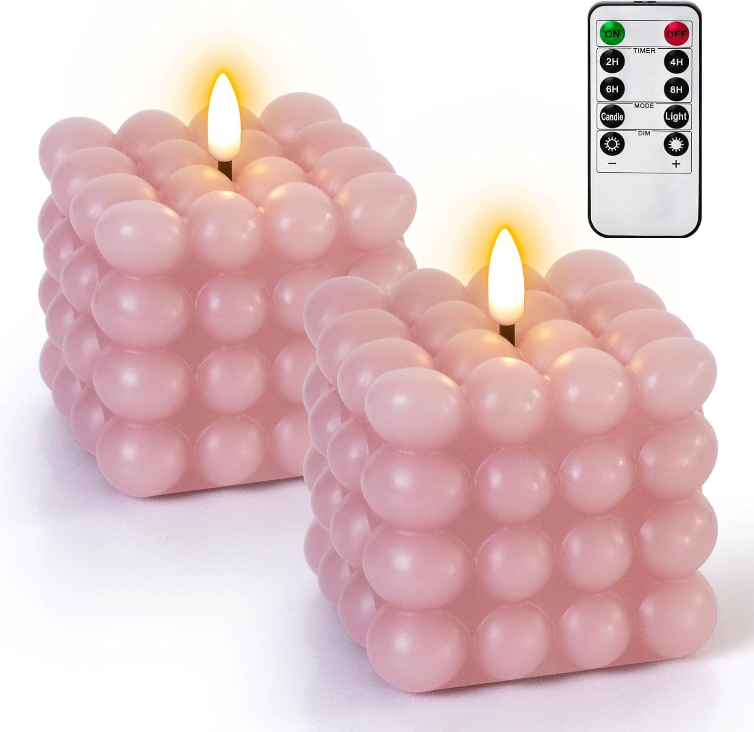 Amazon.com: Yongmao Flameless Bubble Candles with Remote, Pink Cube ...