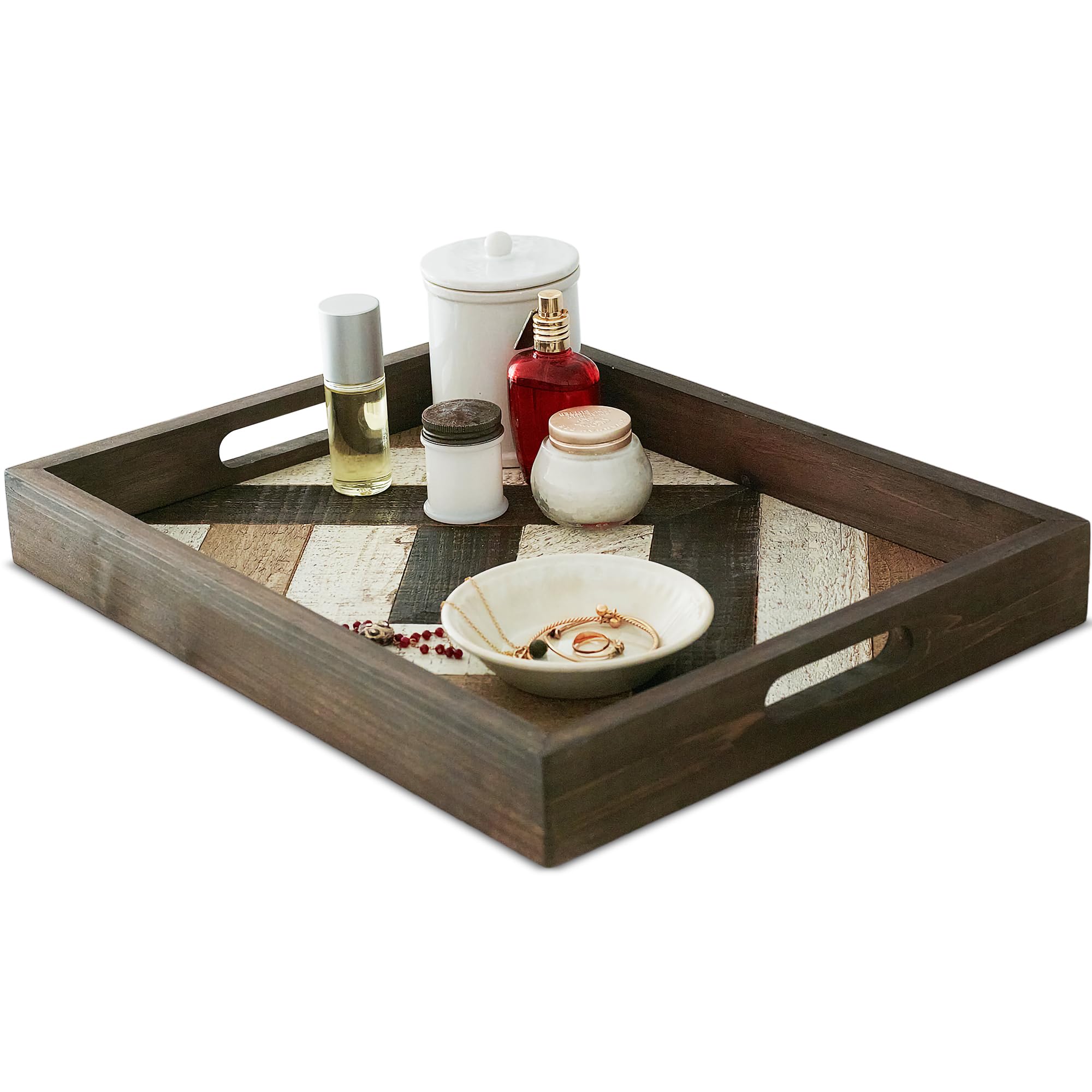 Amazon.com: Autumn Alley Wooden Serving Tray with Handles - Decorative ...