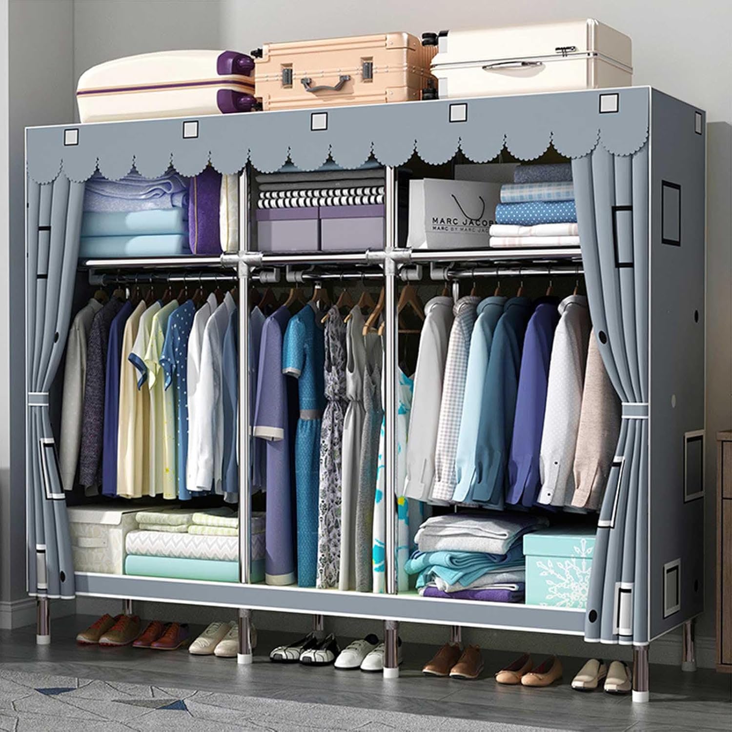 FJAUOQ Armoire De Rangement Garde-Robe Pliable en Tissu Intissé Garde ...