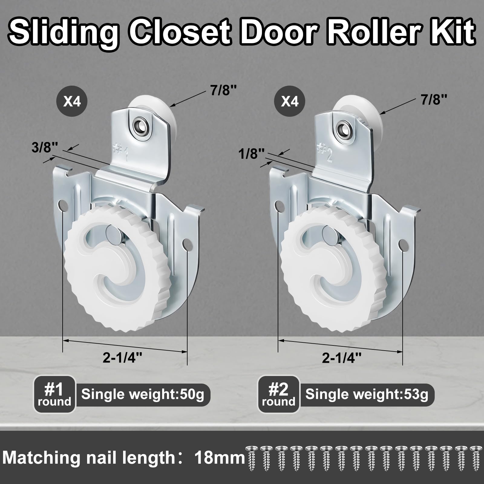 Snapklik.com : 8 Pack Sliding Closet Door Hardware Rollers Wardrobe ...