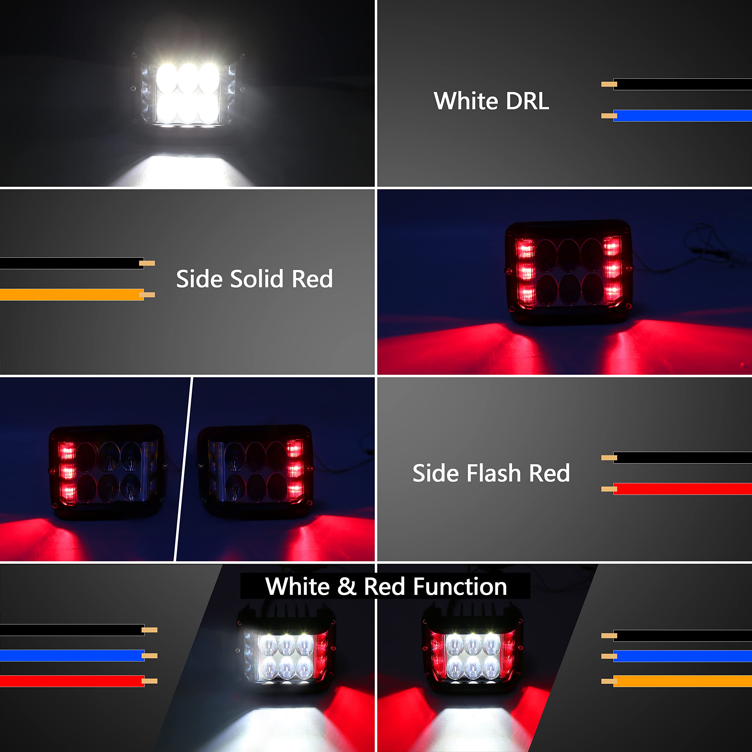 Snapklik.com : Side Shooter Pod Lights 4 Inch Dual Side Red Strobe LED ...