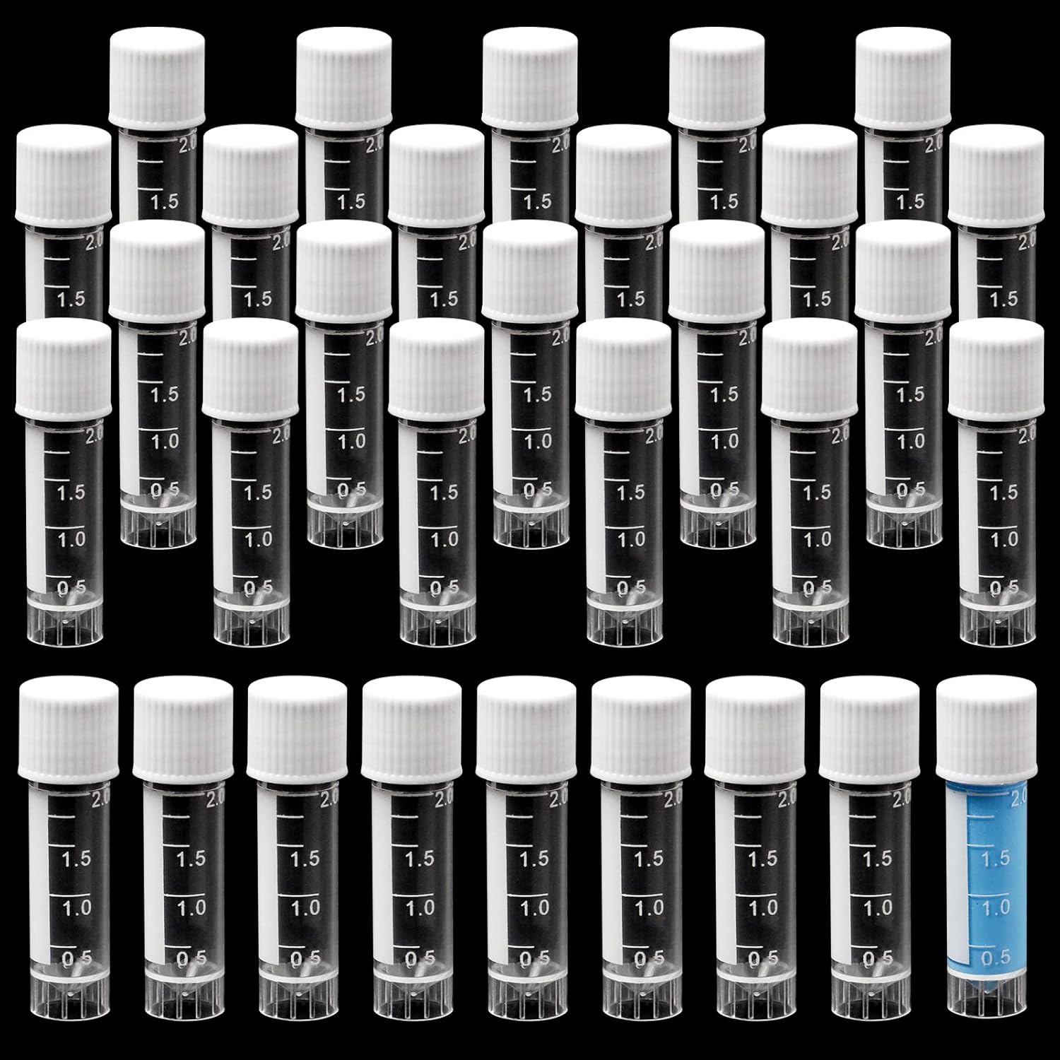 NHYAMX 50 Pack 2ml Lab Plastic Frozen Test Tubes Vial Seal Cap ...