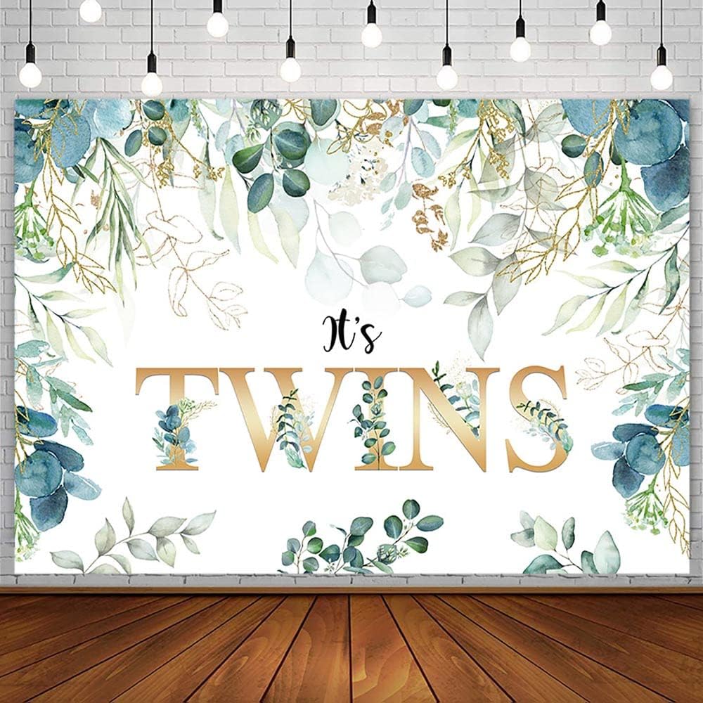 Amazon.com : AIBIIN 7x5ft Blue It's Twins Backdrop for Boys Autumn Boho ...