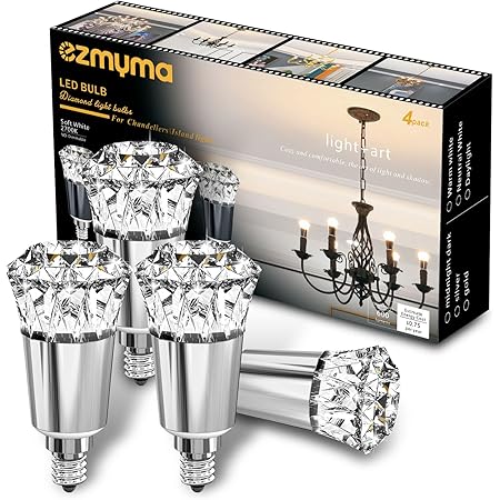 Crystalumia Genuine Crystal LED Light Bulbs, Non-Dimmable, Candelabra ...