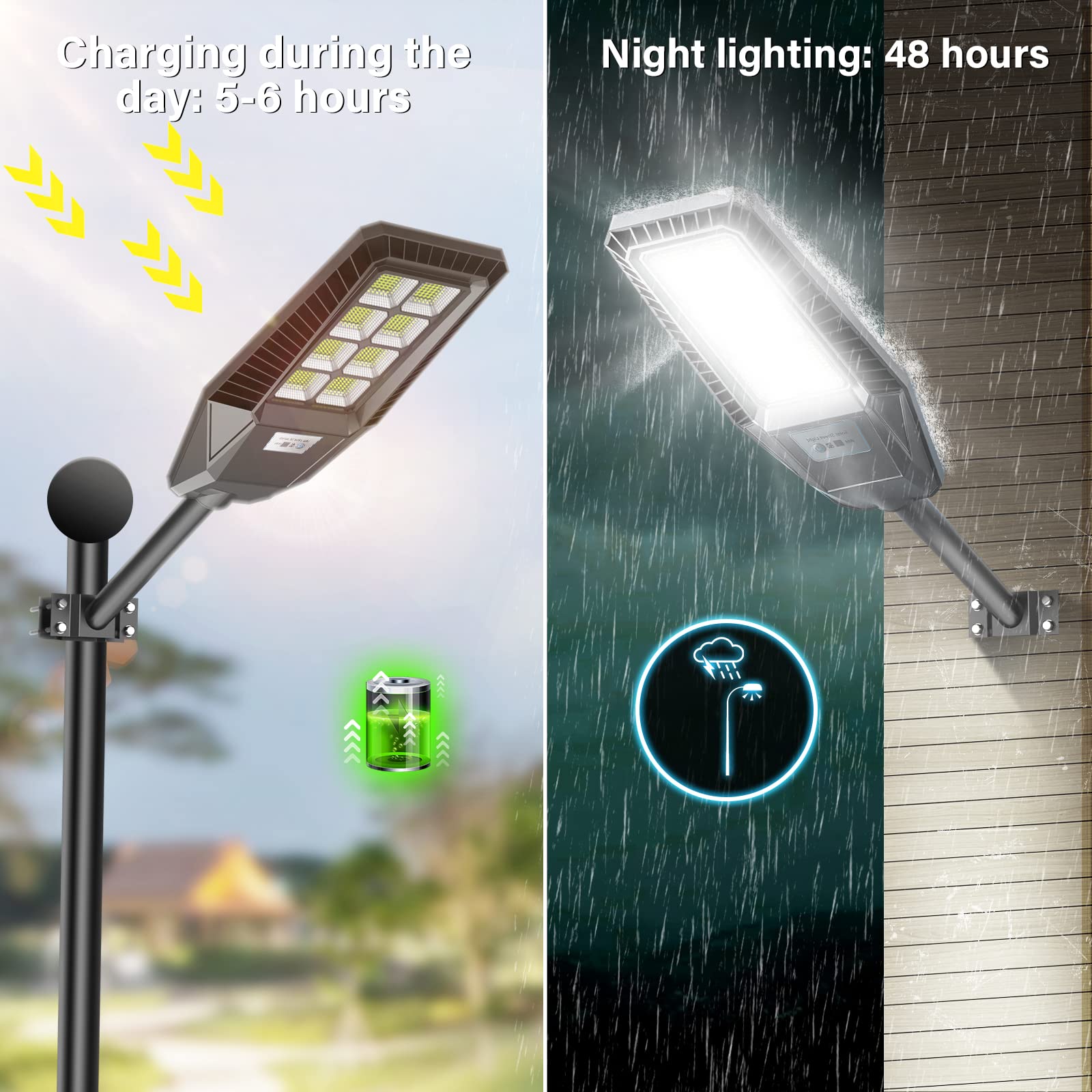 Solar Street Light 1000W 2Packs LED Solar Street Lights Outdoor IP66 ...