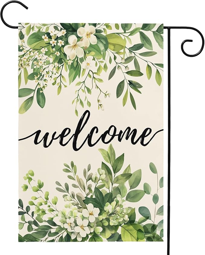 Amazon.com : Welcome Spring Summer Garden Flag Spring Eucalyptus Leaf ...