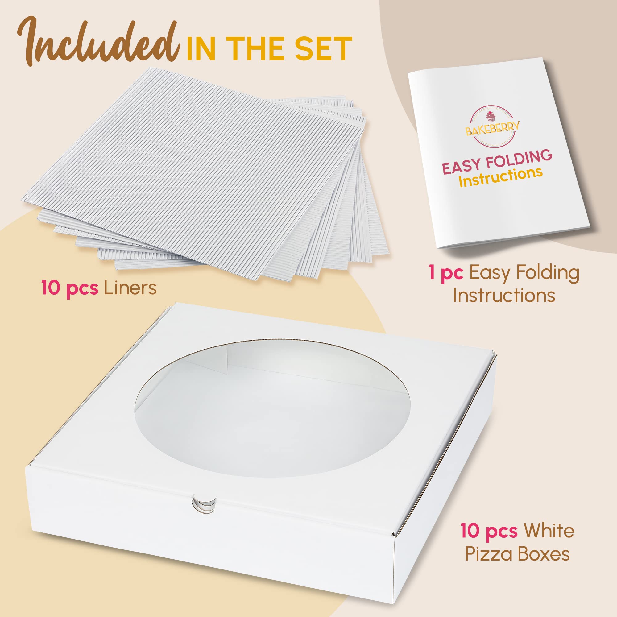 Buy BAKEBERRY Bakery Boxes With Window 10x10 – White Pizza Boxes ...