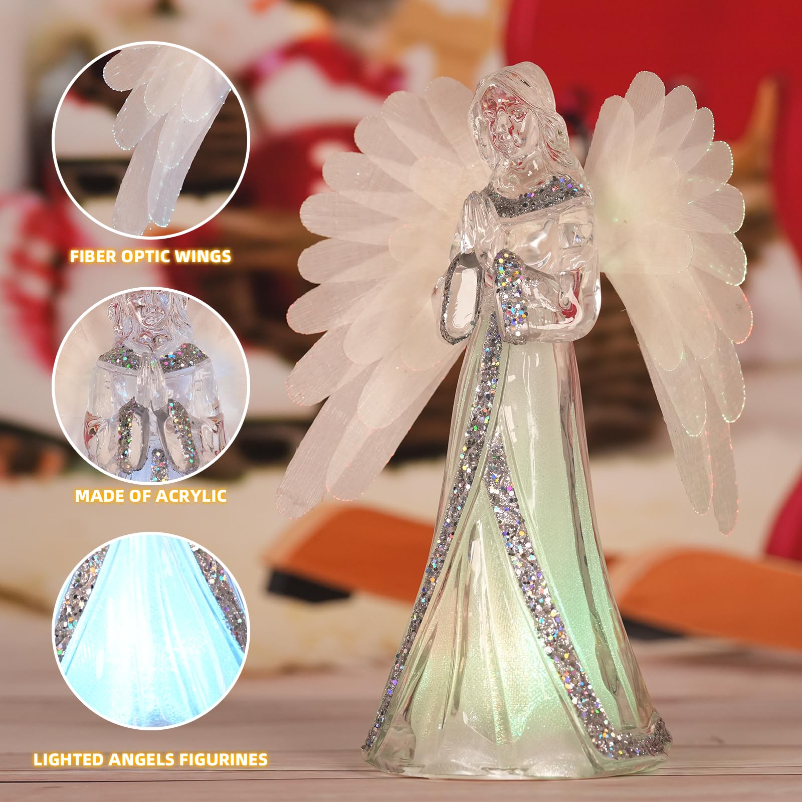 Snapklik.com : Angel Snow Globe Color Changing Lamp, 8.5 Christmas ...