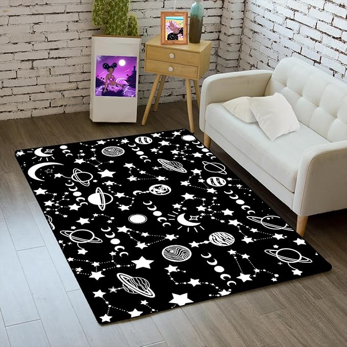 Amazon.com: Galaxy Rug - Stars and Moon Starry Sky Area Rugs Solar ...