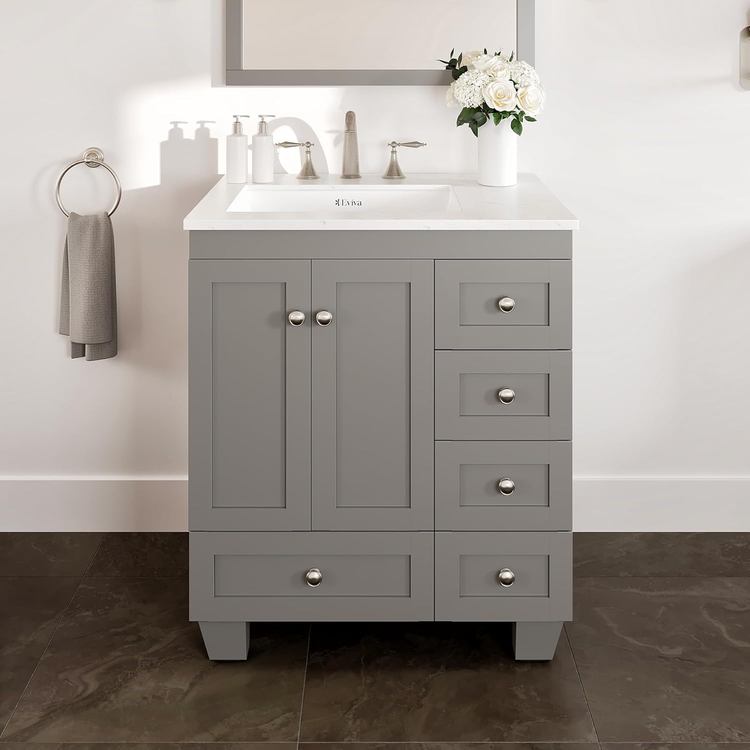 Amazon.com: Eviva Acclaim 28 Inch Vanity with Sink – Grey Small ...