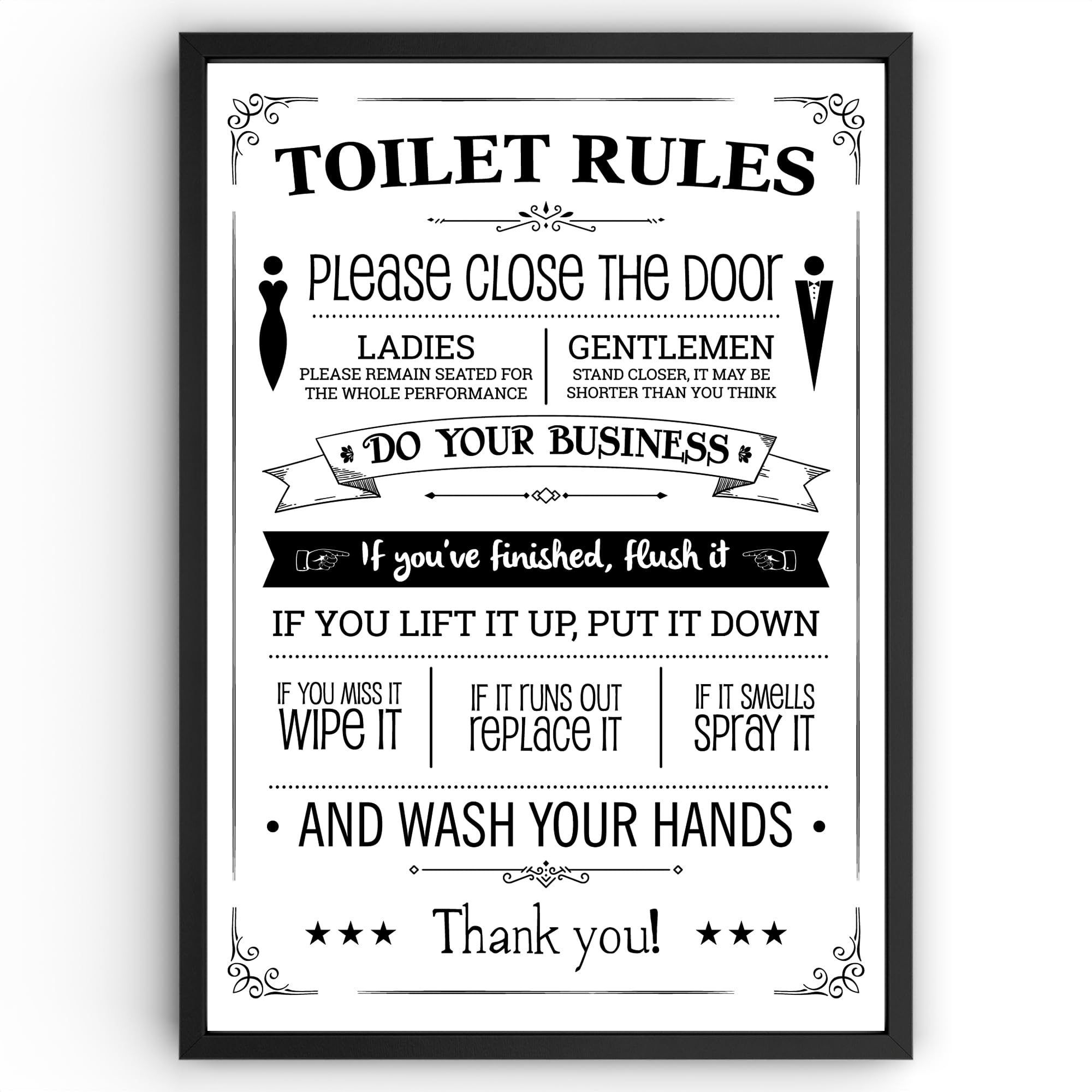 Shopsharks Toilet Rules Art Print - Funny Bathroom Wall Decor - 9 ...