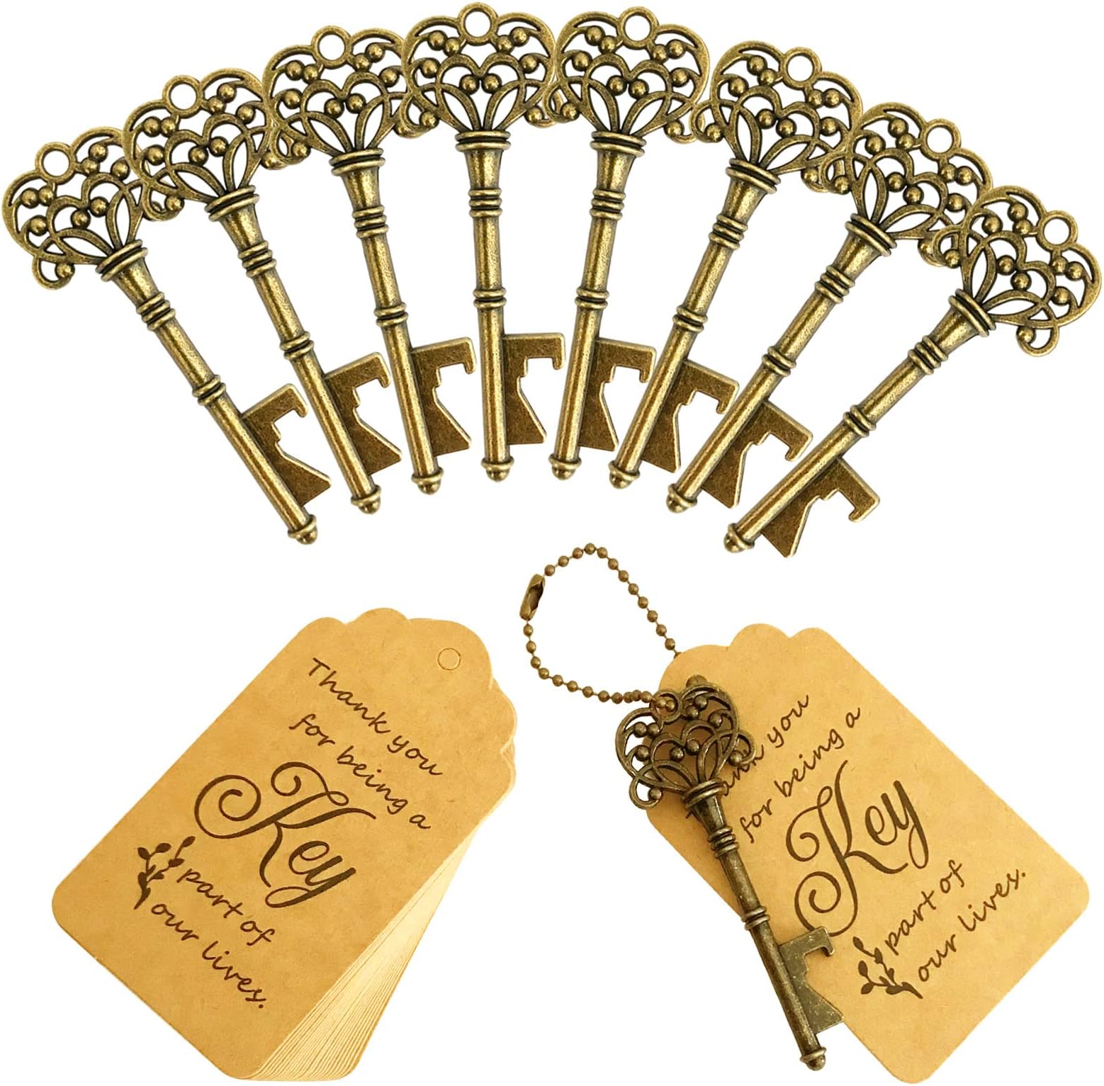 Amazon.com: 50 Sets Housewarming Skeleton Key Bottle Opener with Tags ...