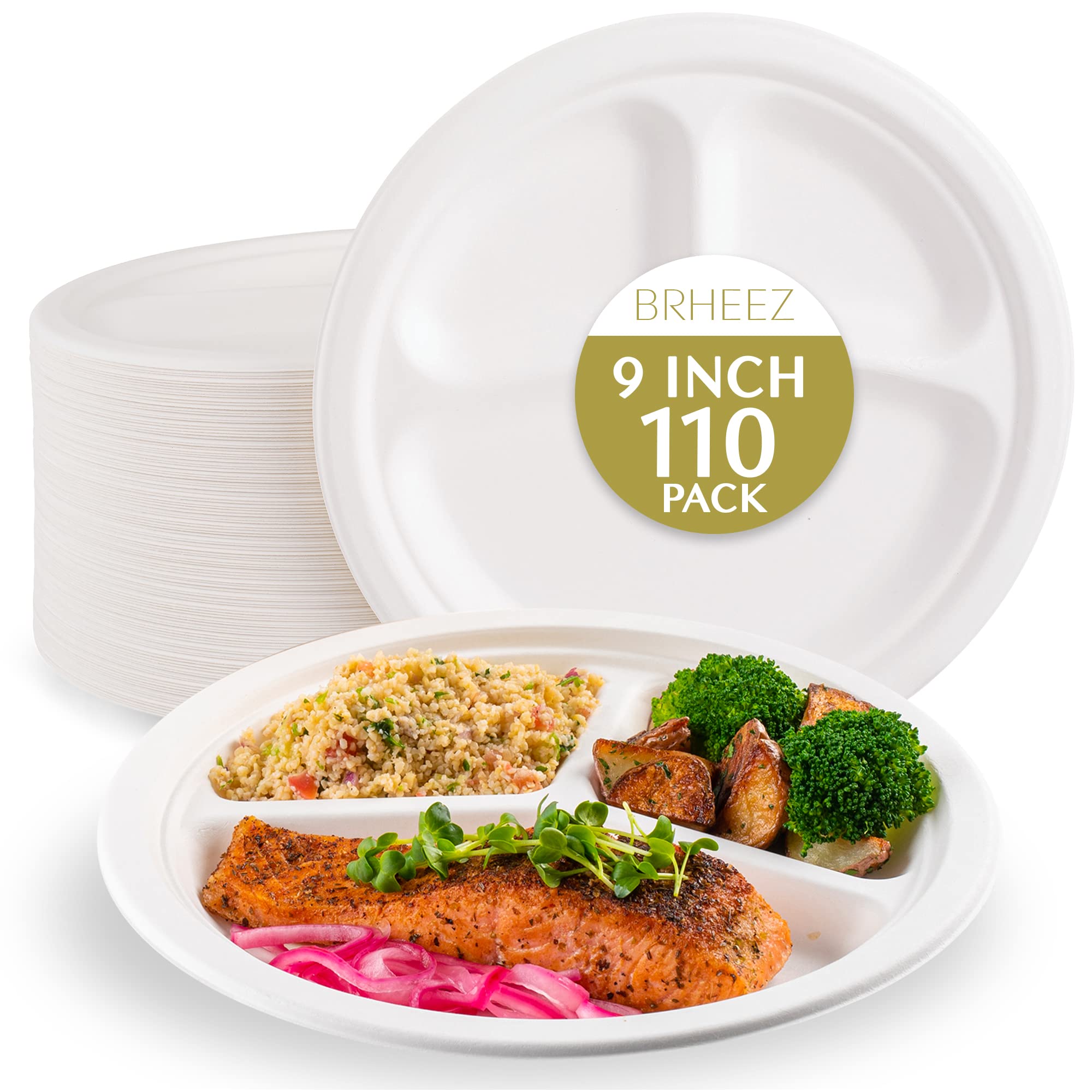 Snapklik.com : Brheez Heavy Duty Compartment Disposable Plates 9 Inch ...