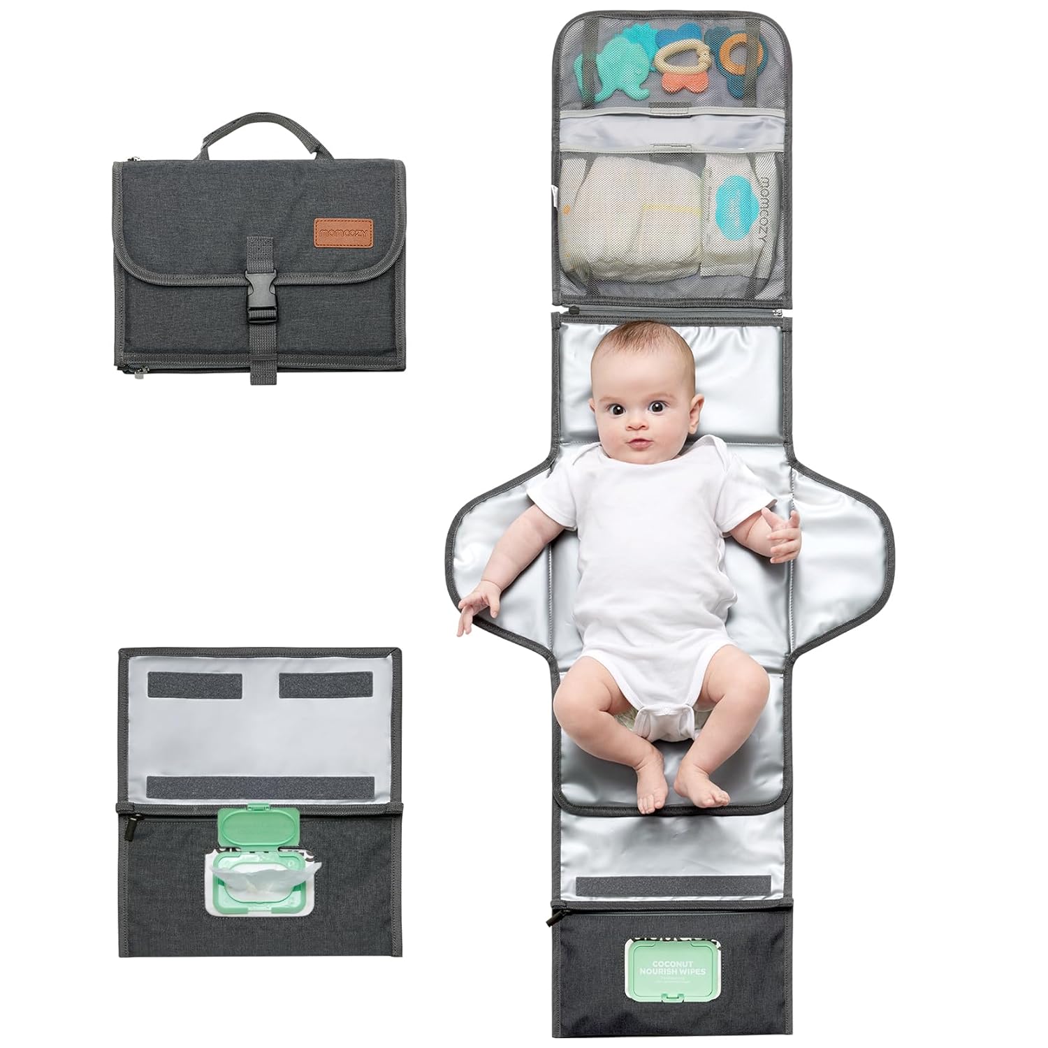 Amazon.com : Momcozy Portable Diaper Changing Pad, 2-in-1 Wipes Pocket ...
