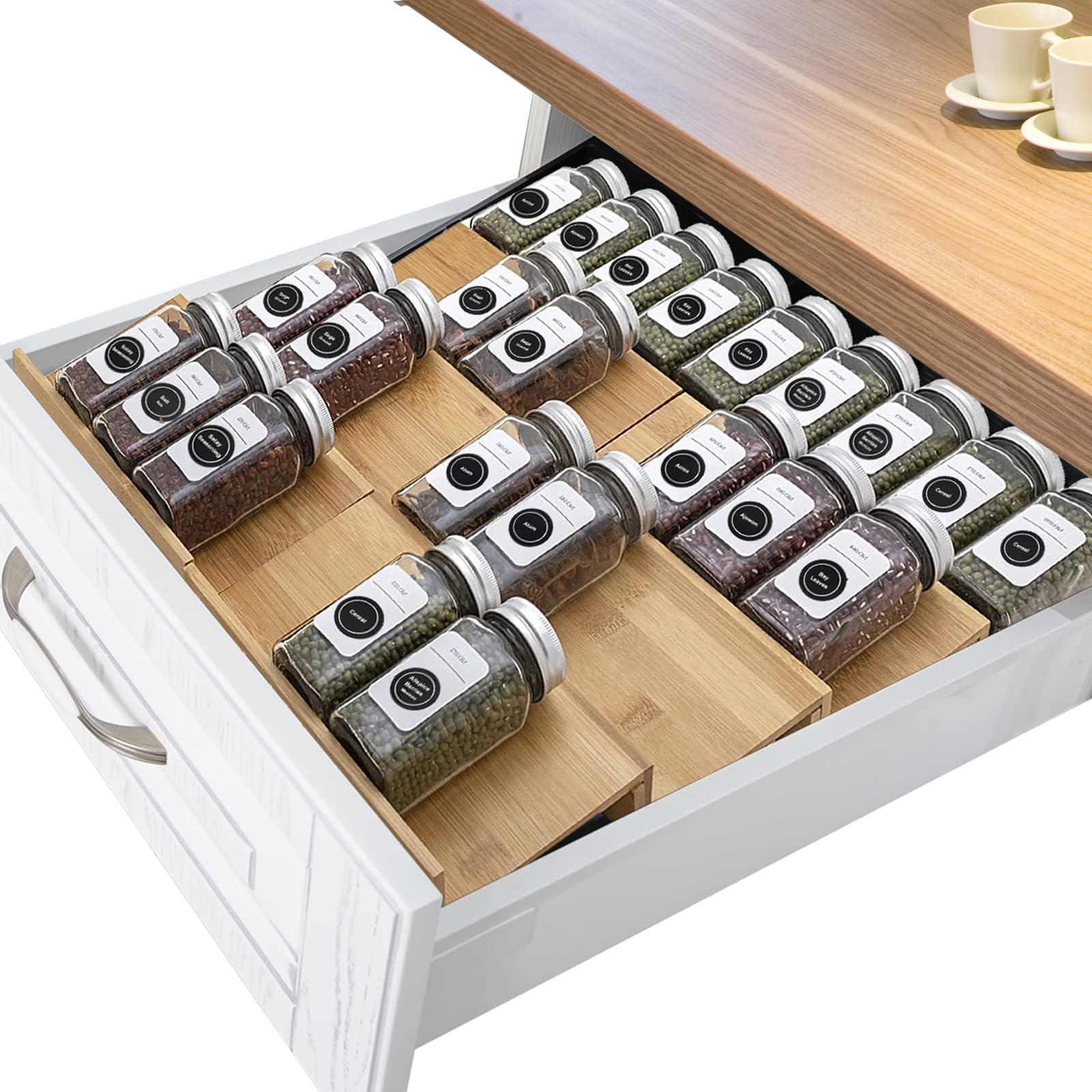 Amazon.com: OctBird Spice Drawer Organizer Rack, 8Pcs Adjustable ...