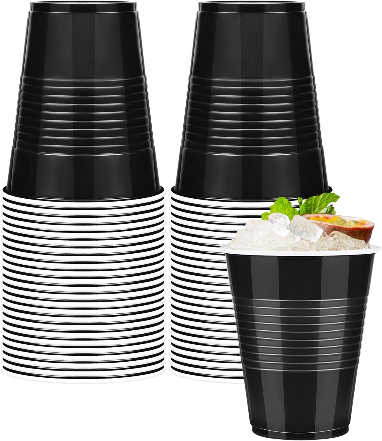 Amazon.com: WYTAOHZL 50 Pack Disposable Plastic Cups 12 Ounce Black ...