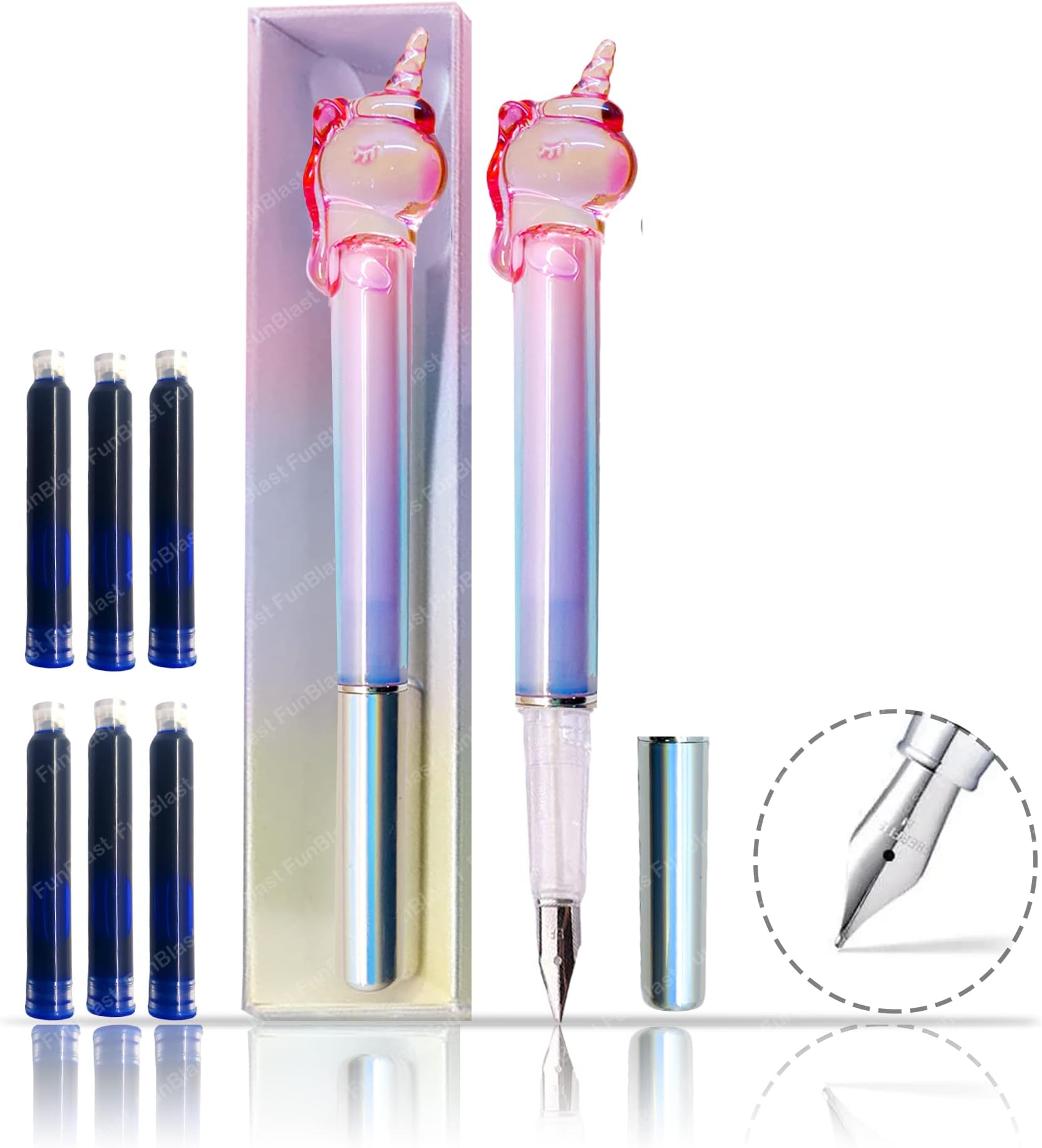 FunBlast Fountain Pen - Unicorn Fountain Pen Set, Medium Point Nib ...