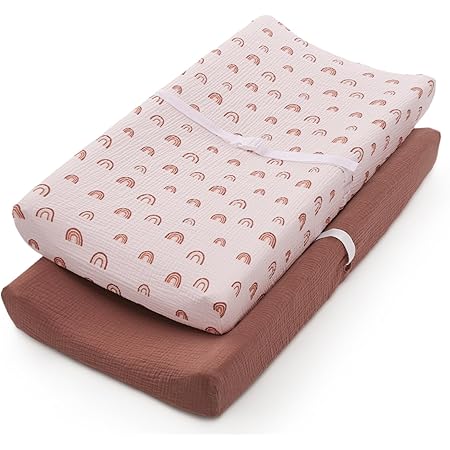 Amazon.com: Muslin Changing Pad Cover for Baby Girls Boys, Cotton ...