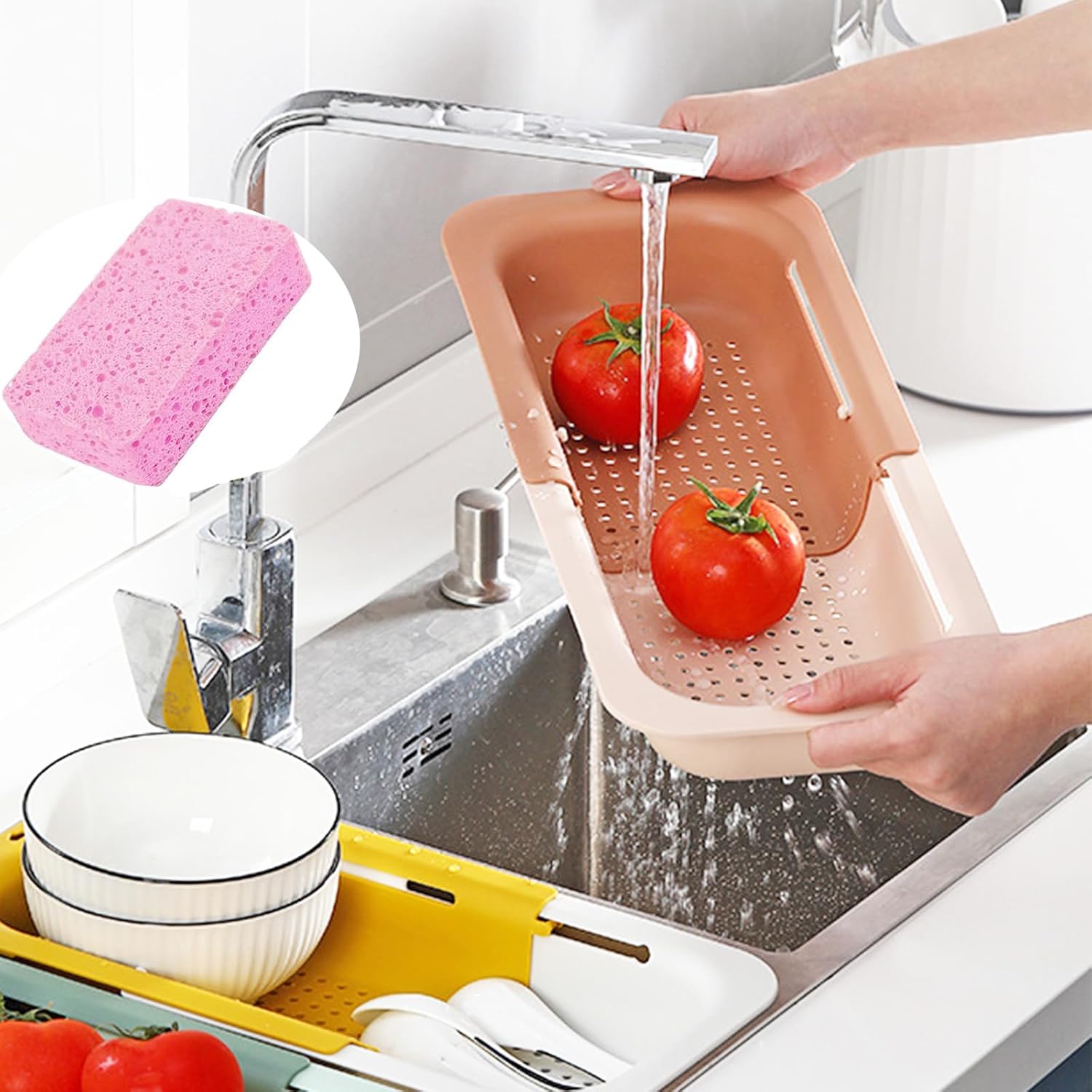 Amazon.com: Pink Kitchen Over the Sink Collapsible Colander or ...