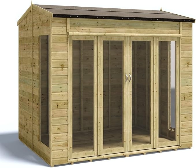 Project Timber 8x6 Cannes Wooden Summerhouse Garden Shed | French Door ...