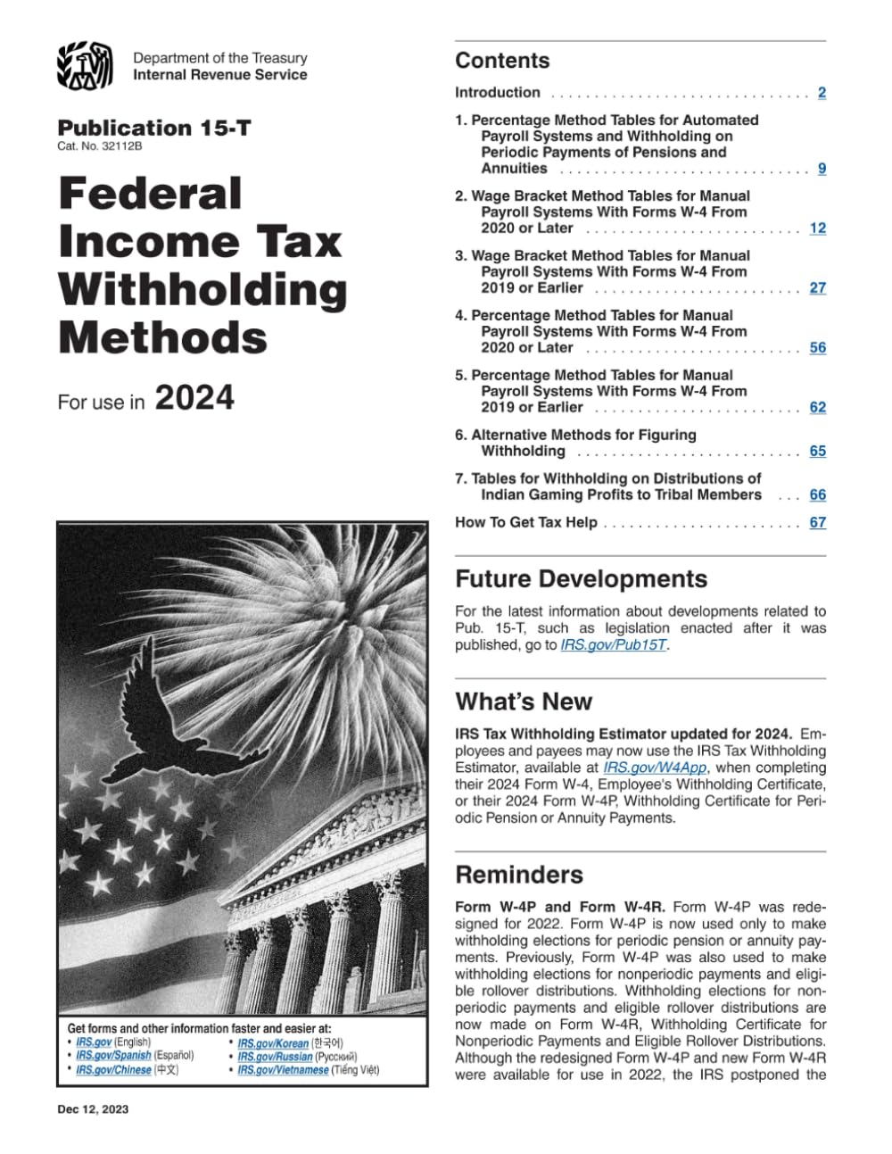 Amazon.com: Publication 15-T (2024), Federal Income Tax Withholding ...