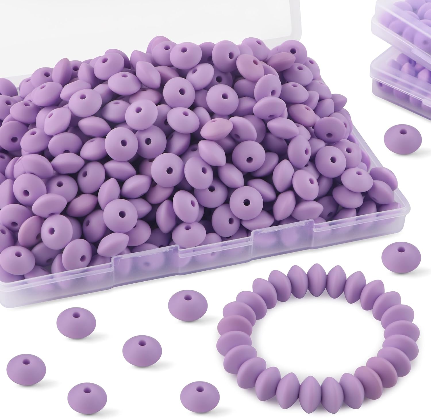 Amazon.com: Sunrony 200Pcs Silicone Lentil Beads for Keychain Making ...