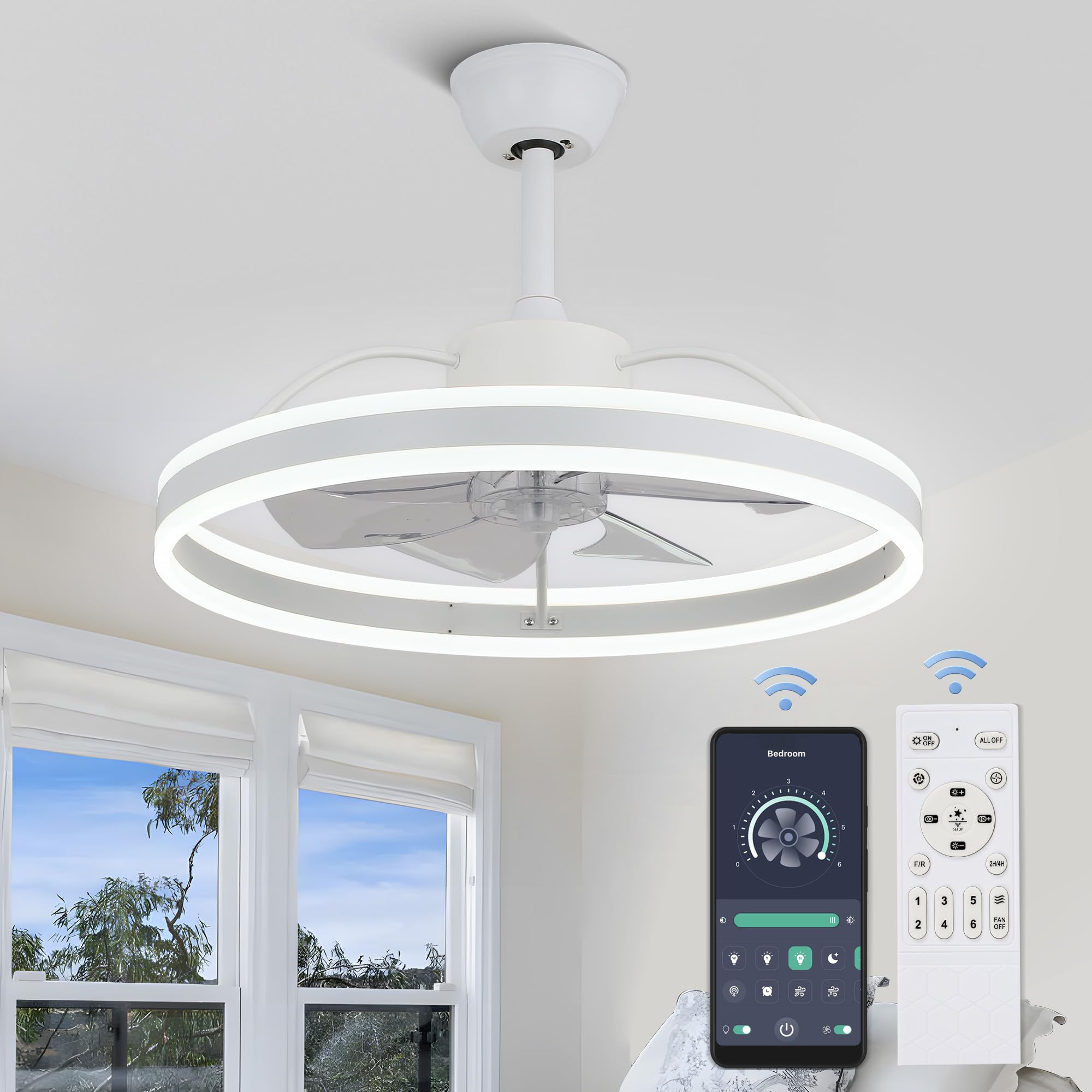 Amazon.com: Oaks Aura 24 Inch Low Profile Ceiling Fans with Remote ...