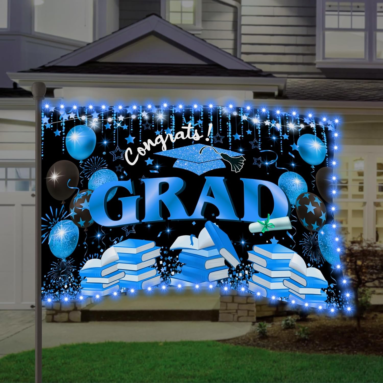 Amazon.com : Large Graduation Flag with LED String Light 36x59 Inch ...